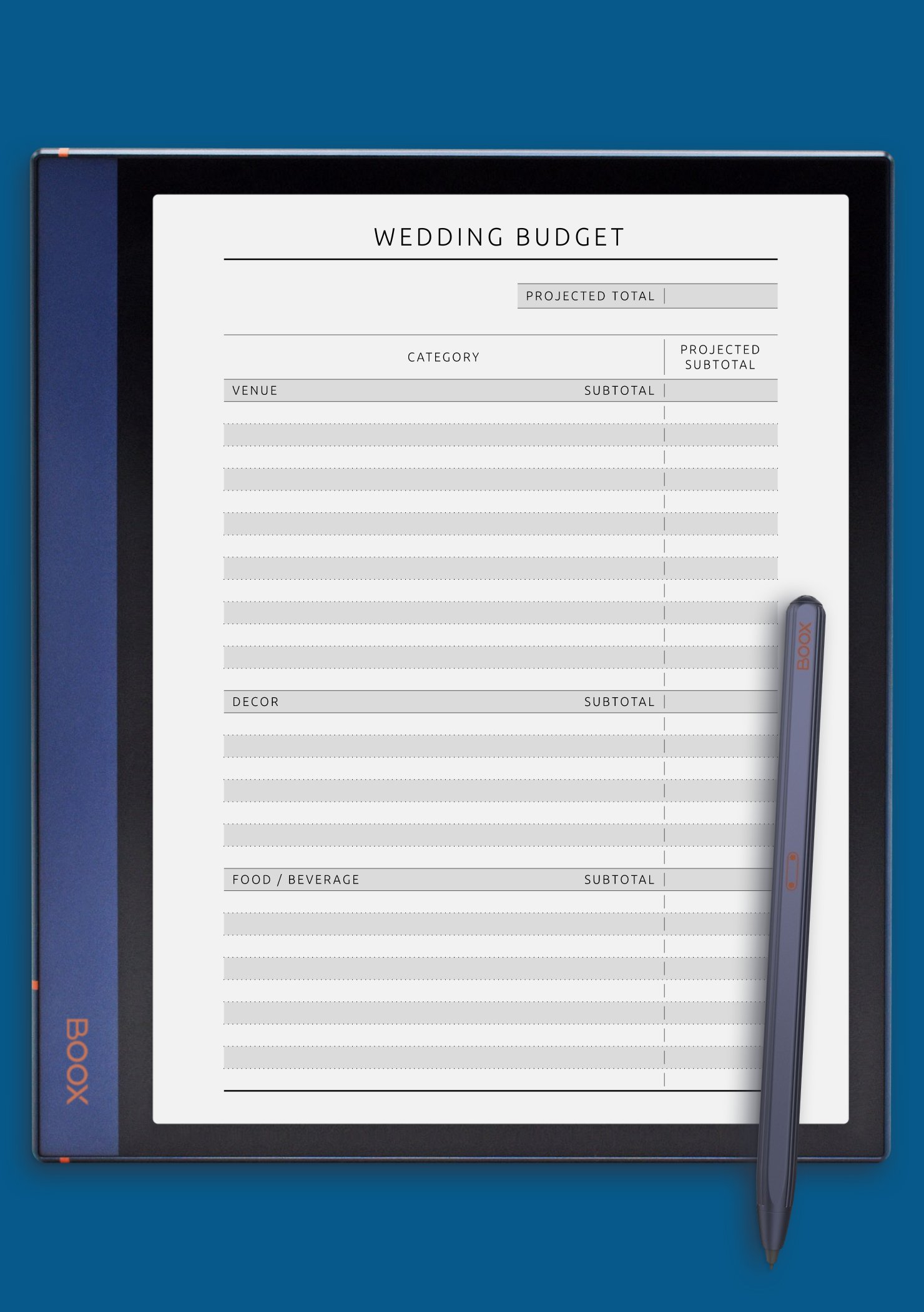 Download Printable Wedding Budget Template - Original PDF