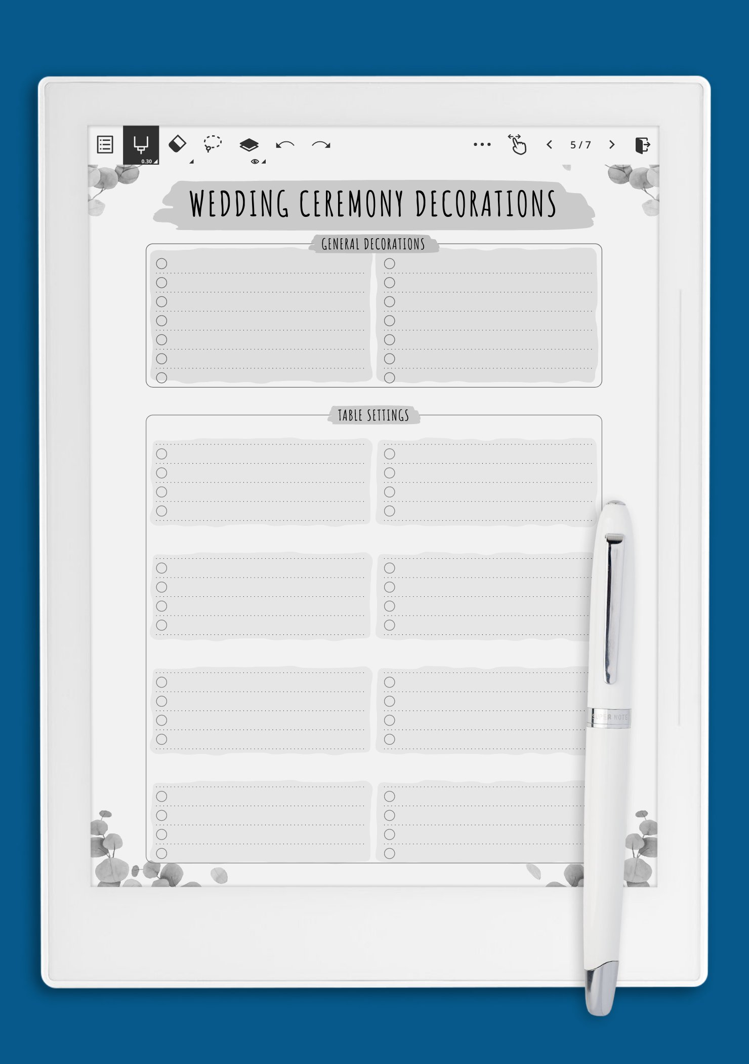 Download Printable Wedding Ceremony Decorations Template - Floral PDF