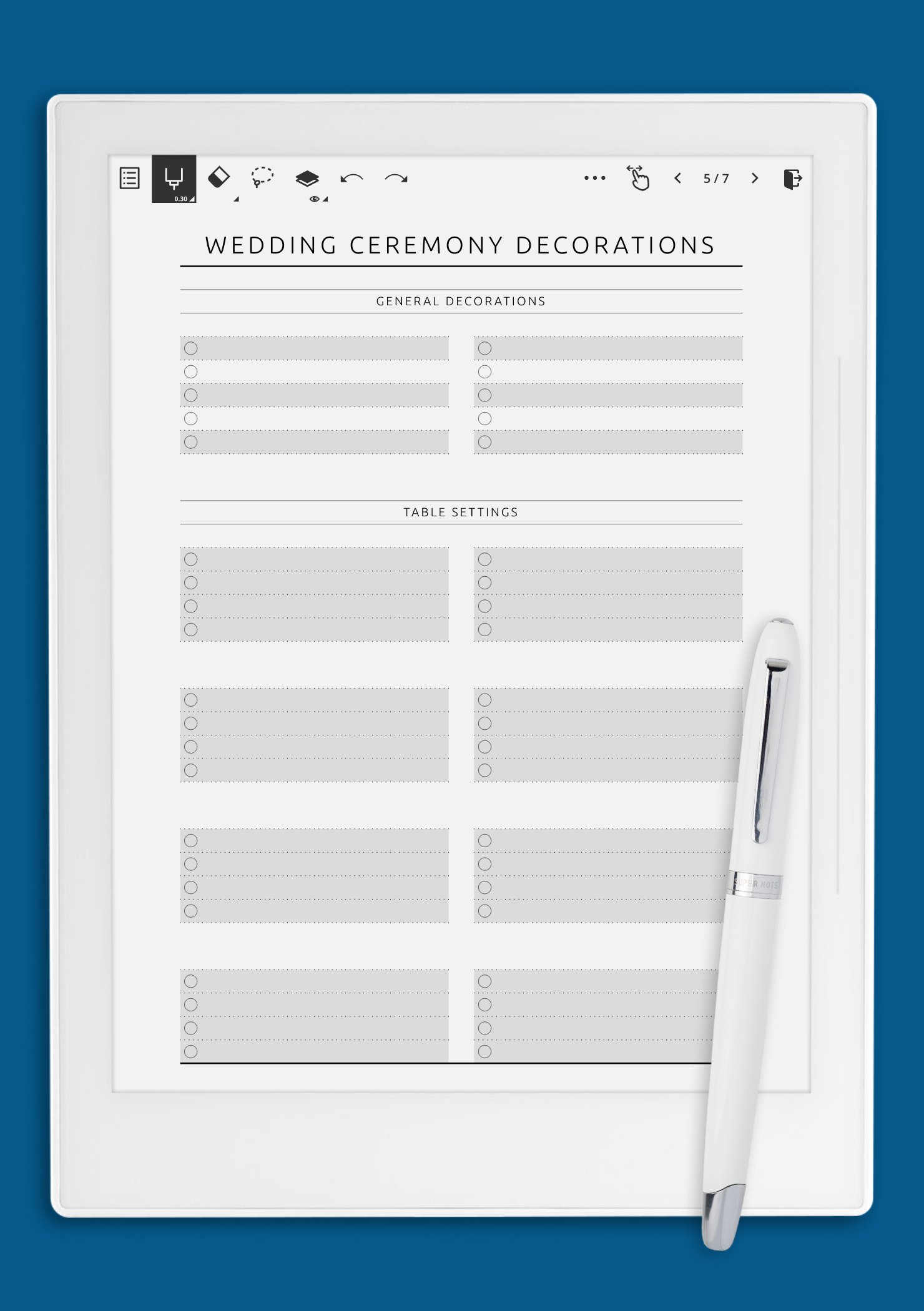 Download Printable Wedding Ceremony Decorations Template - Original PDF