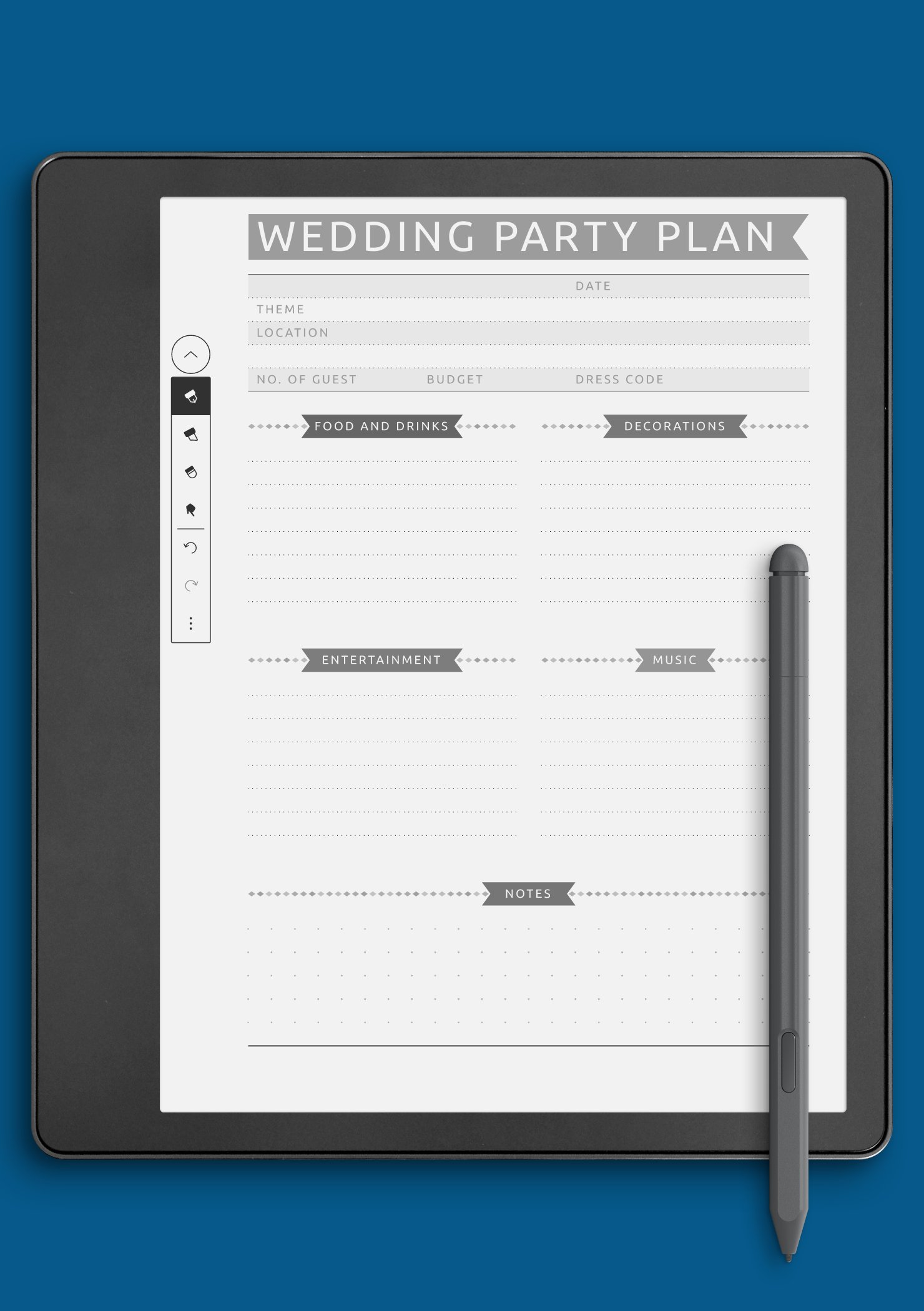 Download Printable Wedding Party Planner Template - Casual PDF