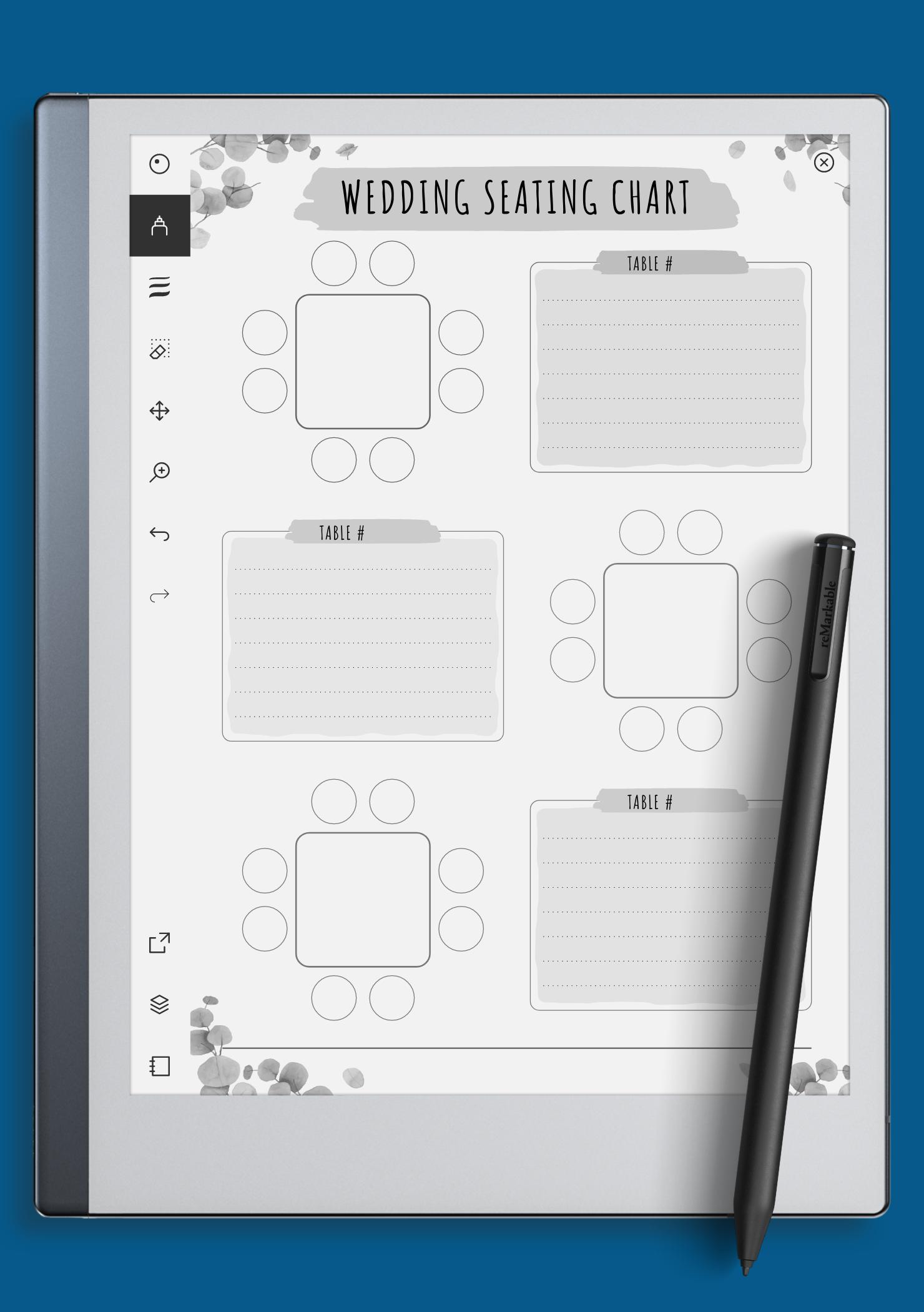 Download Printable Wedding Seating Chart Template - Floral PDF
