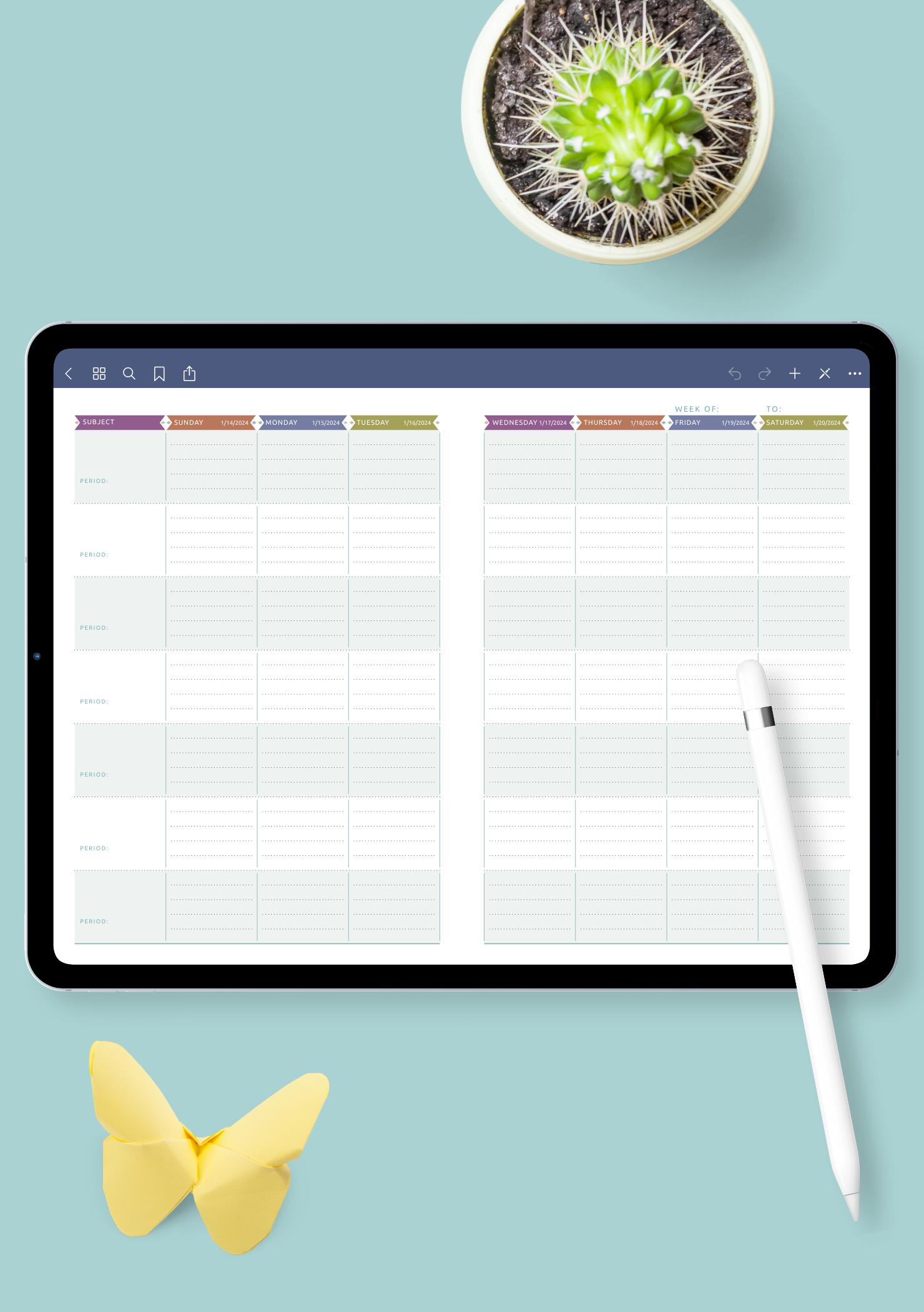 Download Printable Week Lesson Plan - Casual Style - Full Week PDF