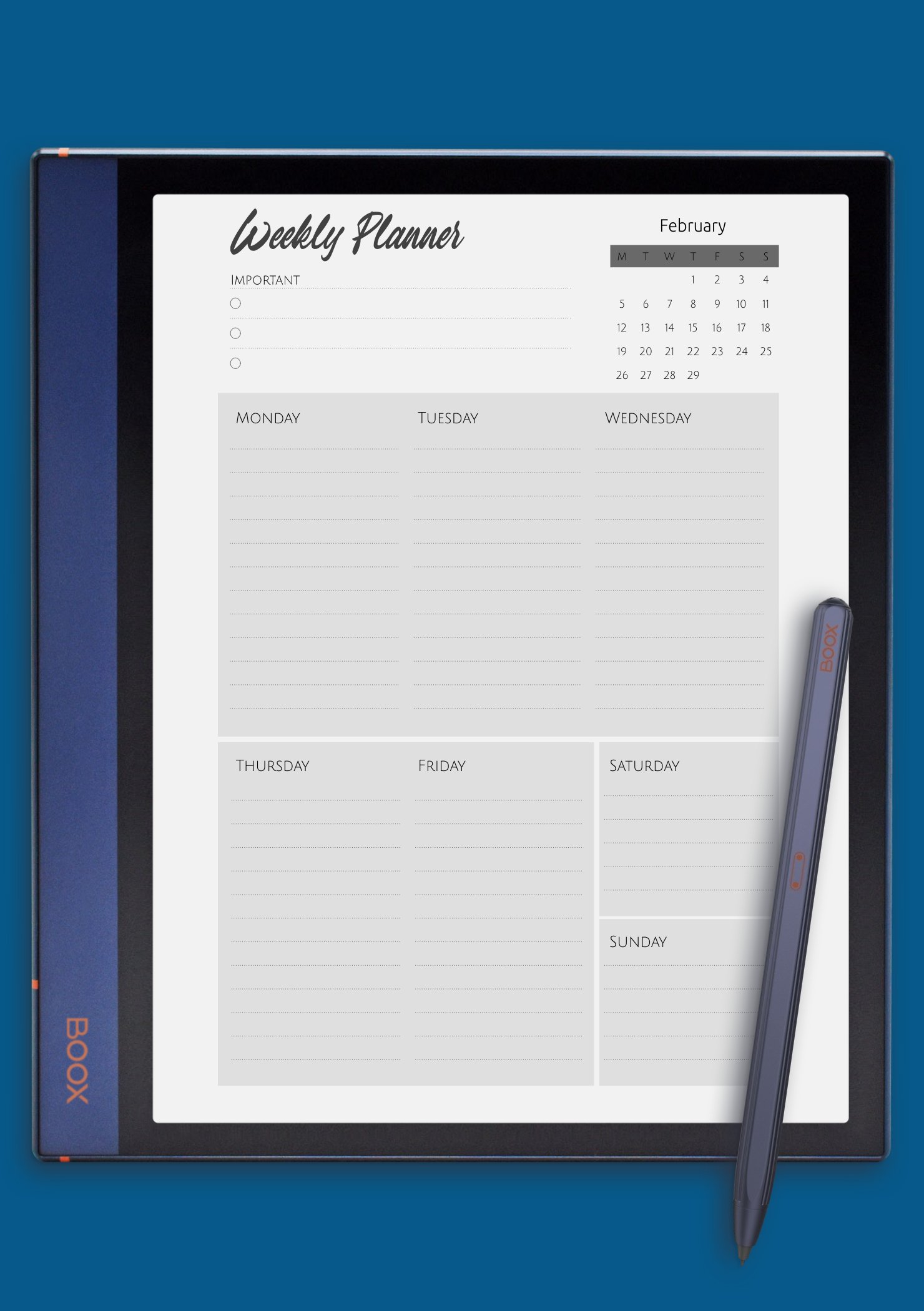 Download Printable Week Plan Template PDF