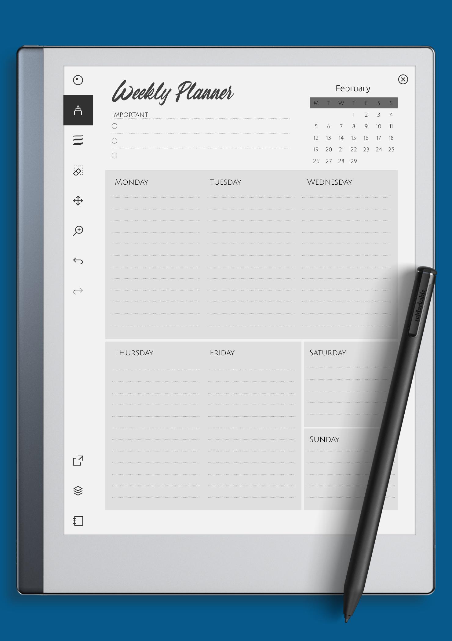 Download Printable Week Plan Template PDF