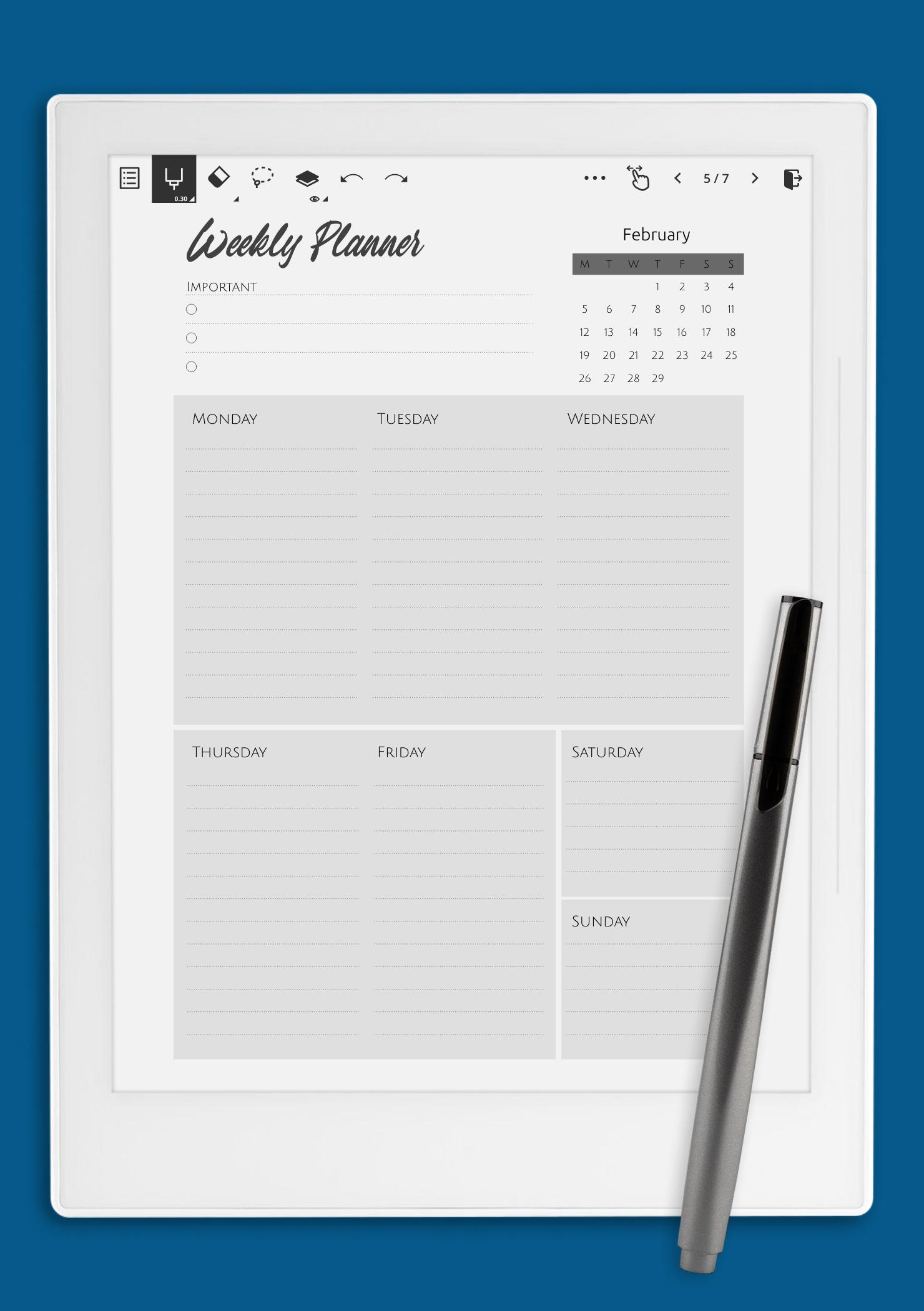 Download Printable Week Plan Template PDF