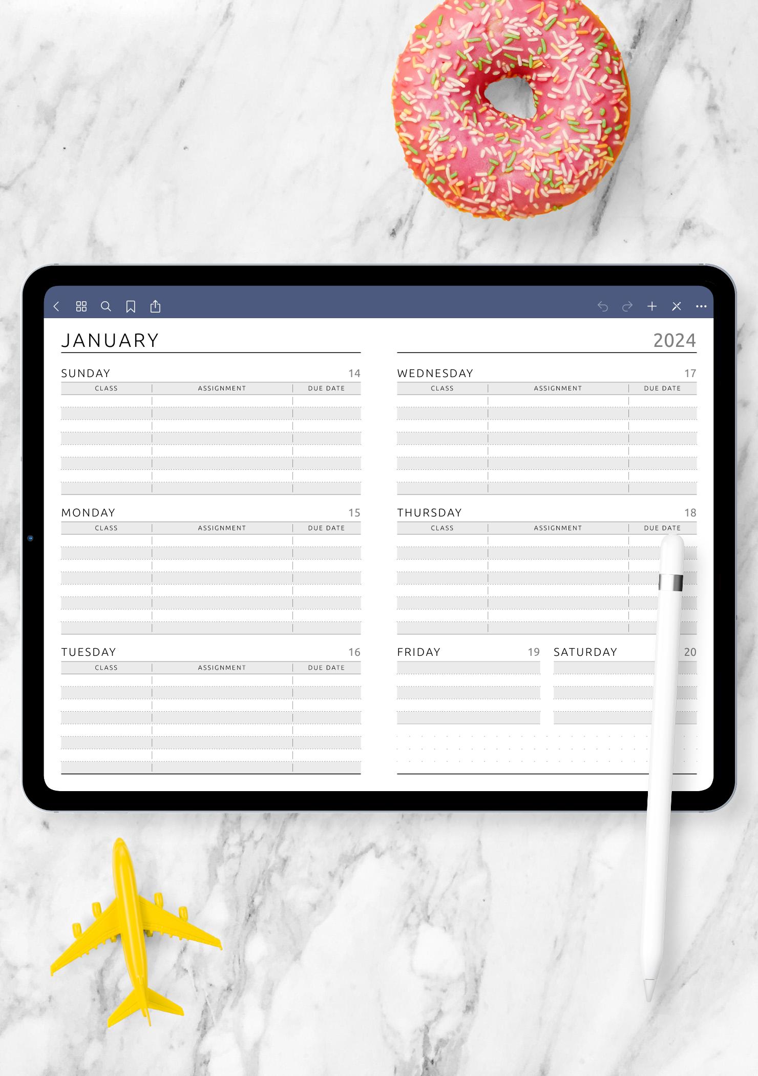 Download Printable Week Schedule - Original Style PDF