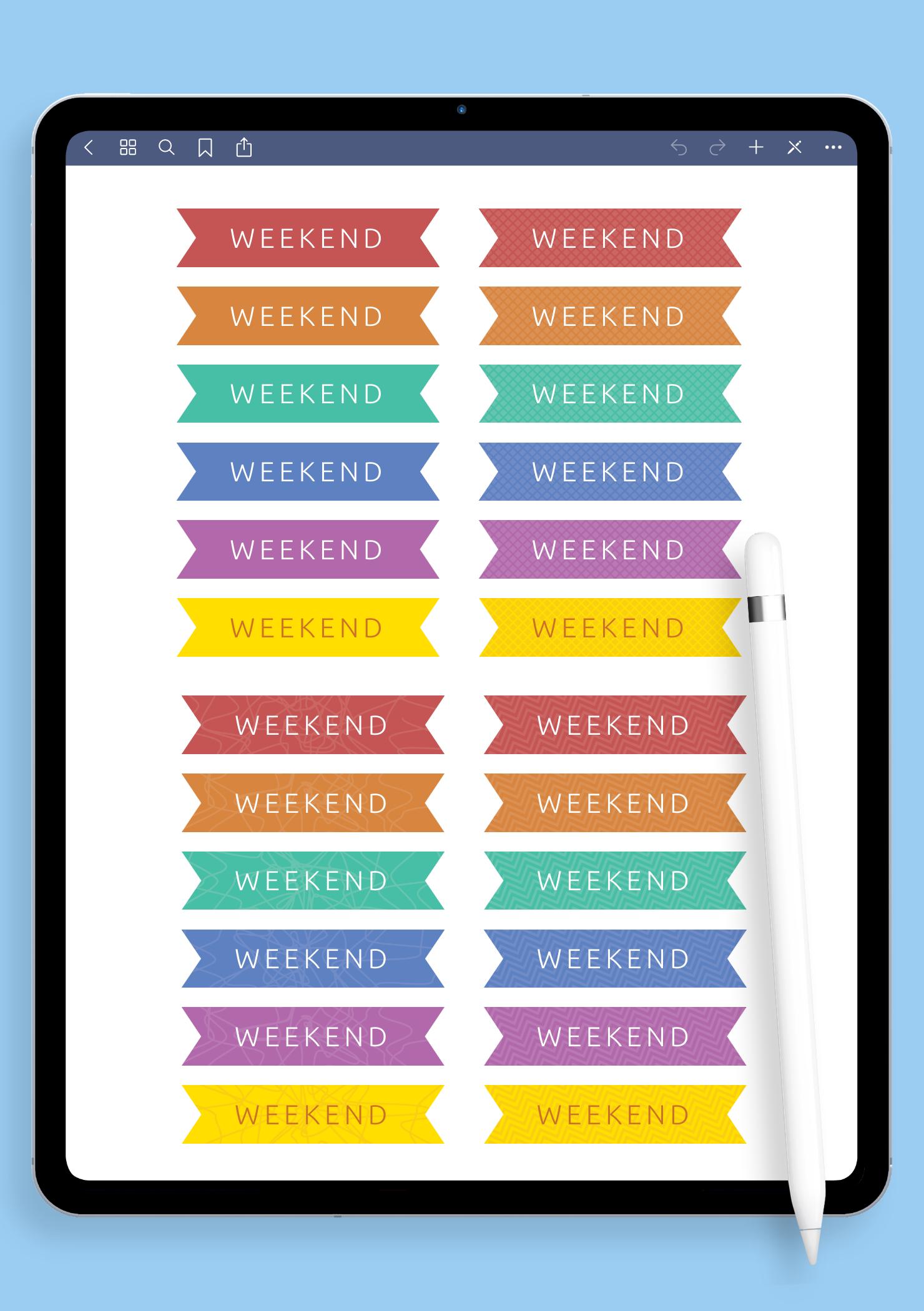 Weekend Label Sticker Pack - Download 25 PNG Printable and Digital Stickers