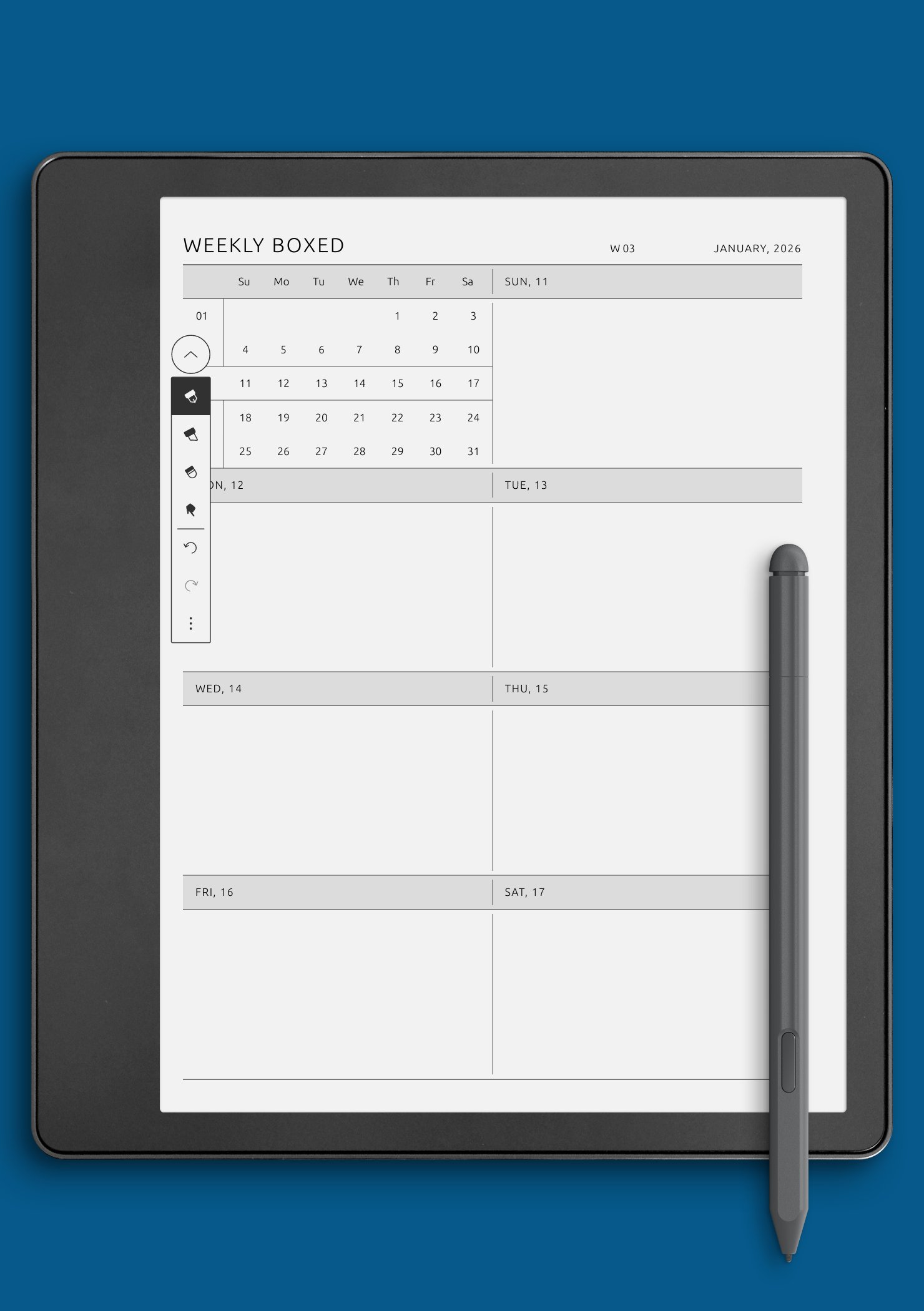 Download Printable Weekly Boxed Layout with Mini Calendar PDF