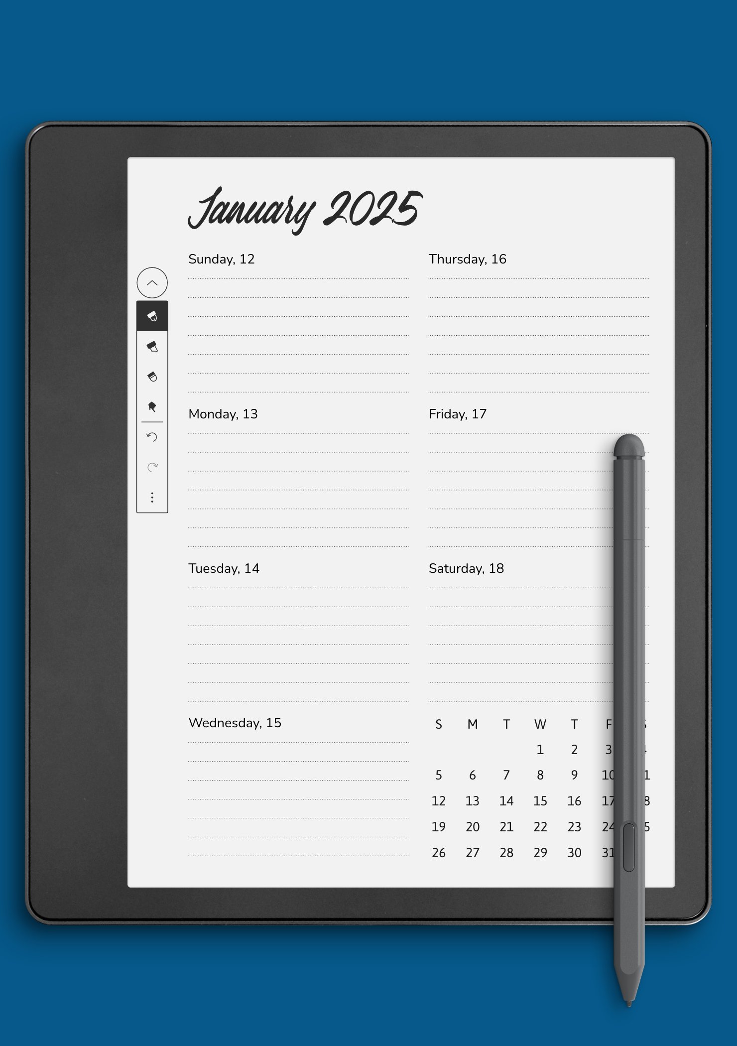 Download Printable Weekly Calendar Template PDF