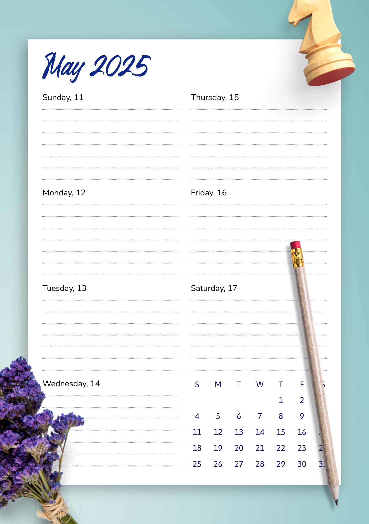 Download Printable Weekly Calendar Template PDF