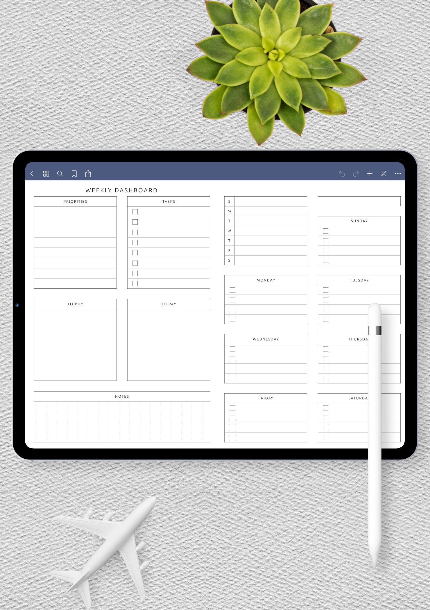 Download Printable Weekly Dashboard Template PDF
