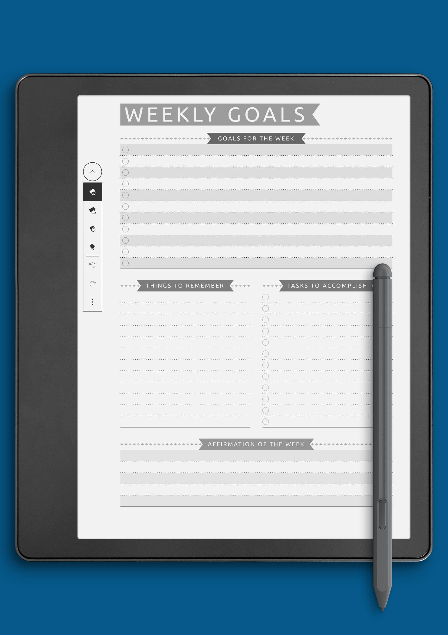 Download Printable Weekly Goals - Casual Style PDF