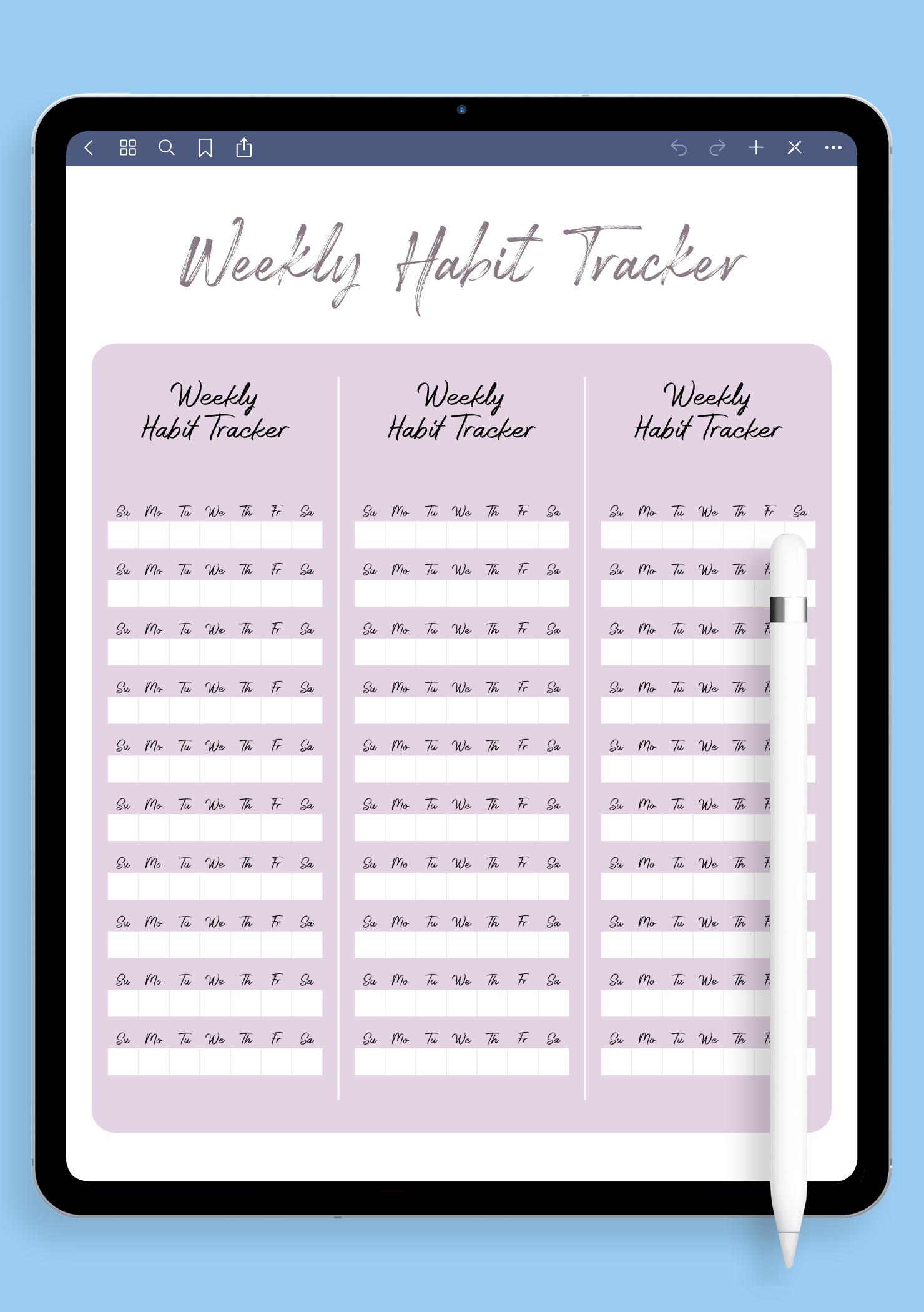 Download Printable Weekly Habit Tracker Template PDF