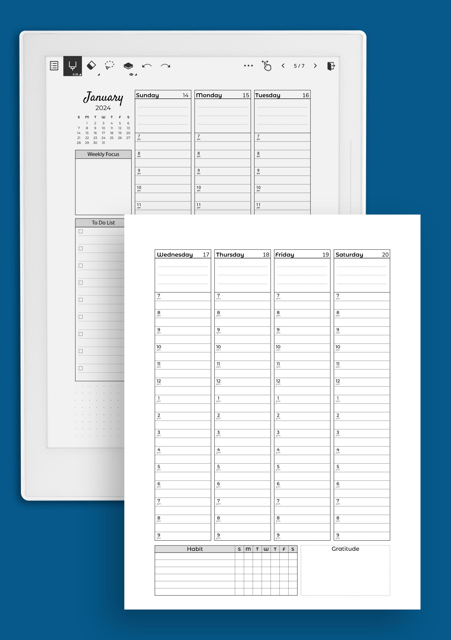 Download Printable Weekly hourly planner with todo list PDF