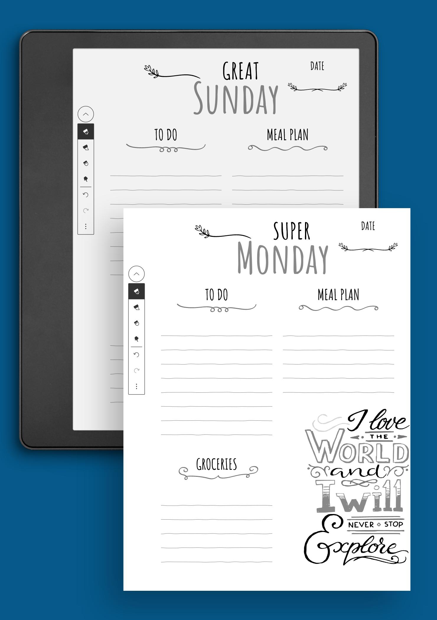 Download Printable Weekly Planner with Goal Quotes PDF