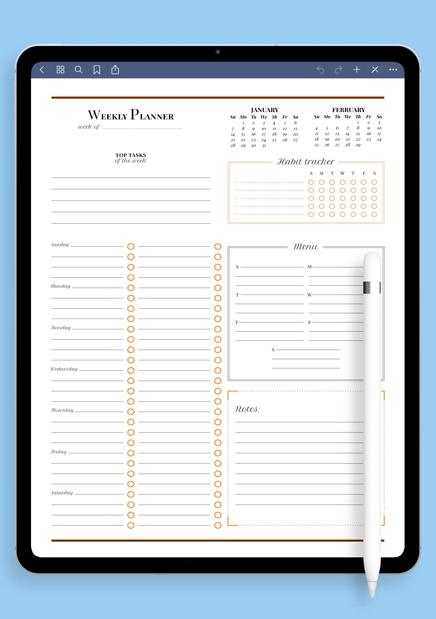 Weekly Planner with Habit Tracker – Organize & Build Habits