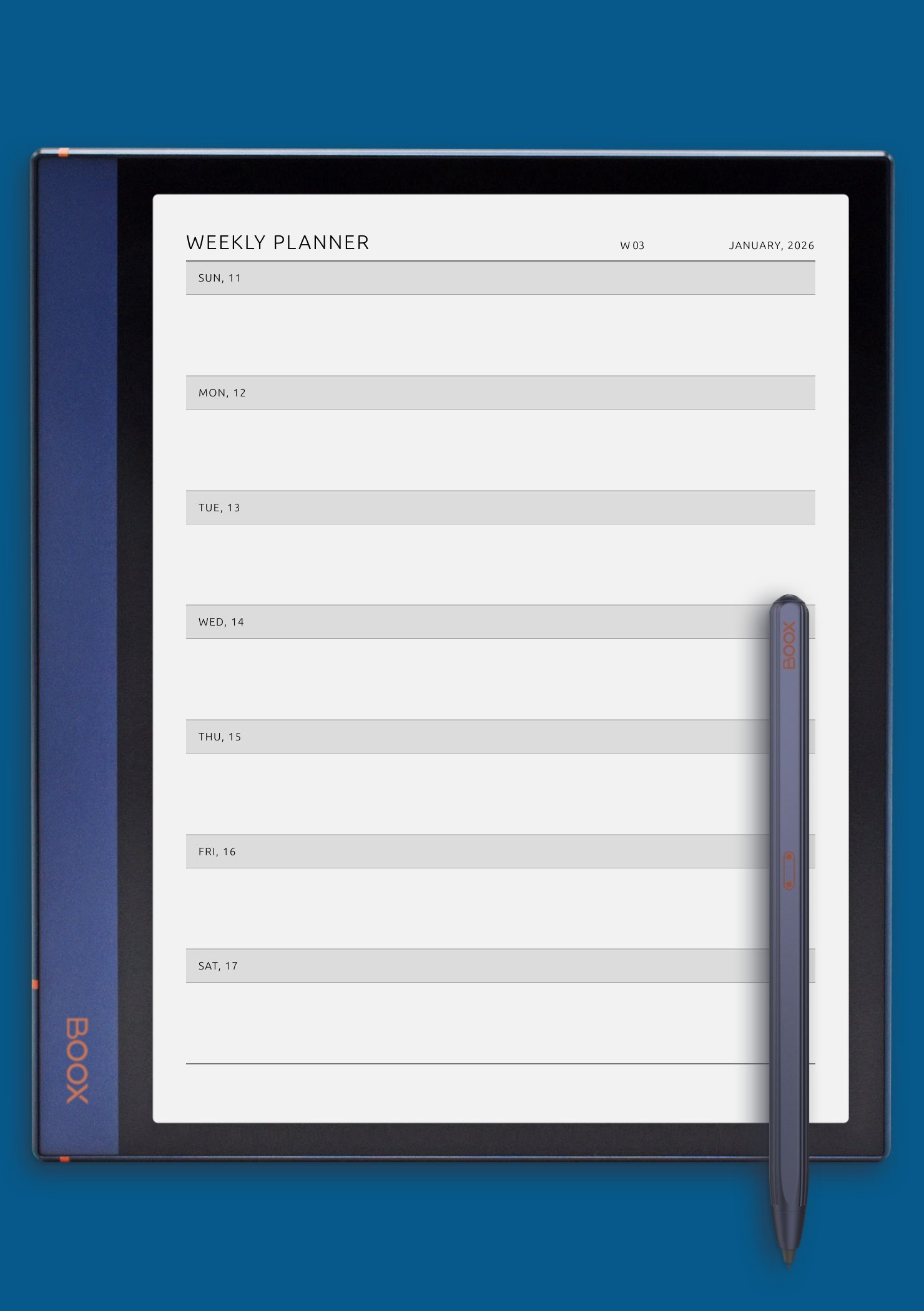 Download Printable Weekly Planner – Horizontal Days PDF