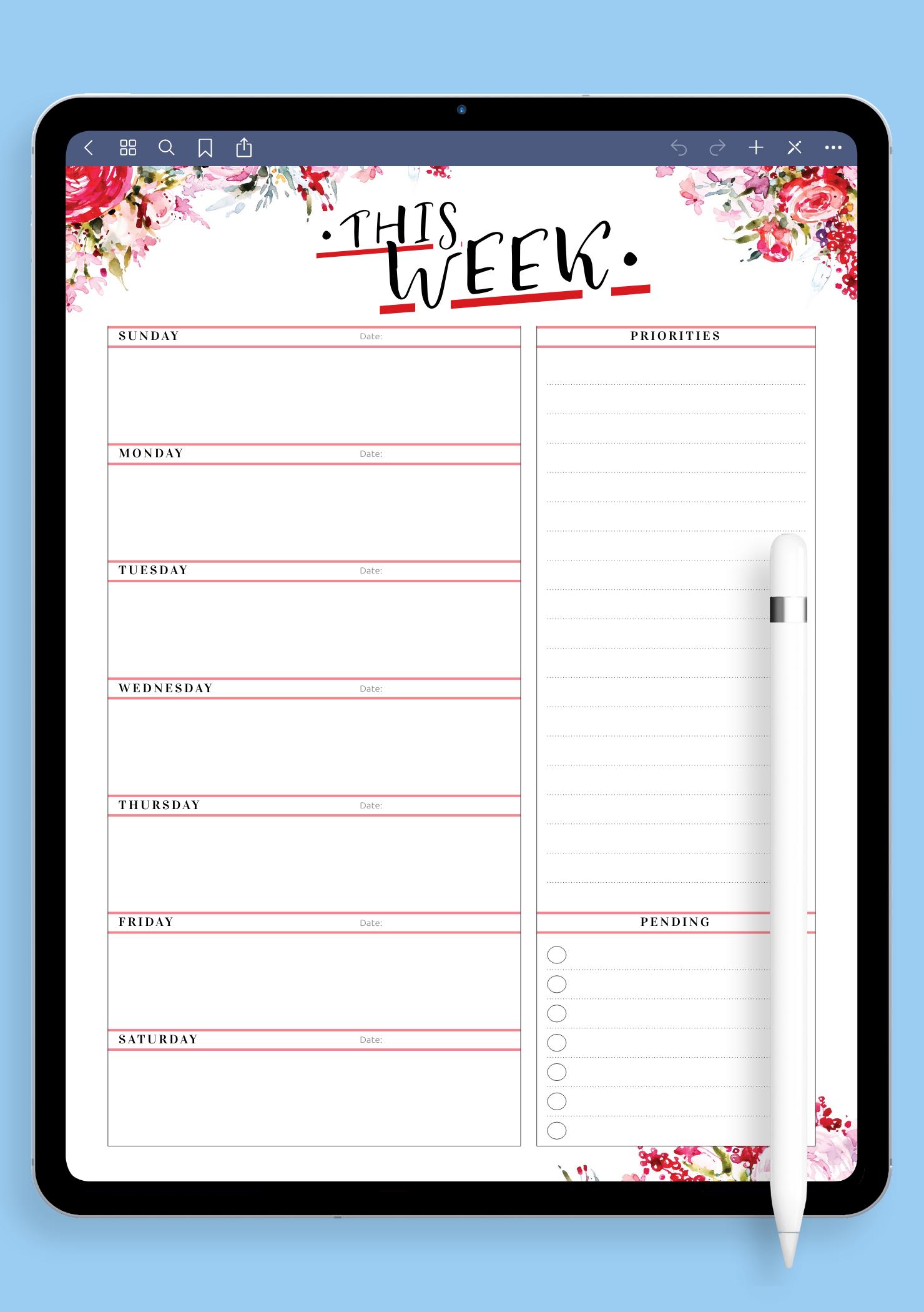 Weekly Planner with Priorities – Stay Focused & Organized