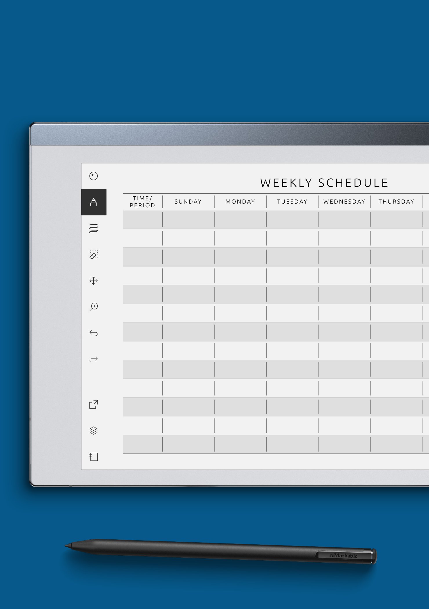 Download Printable Weekly Schedule Template - Landscape View PDF