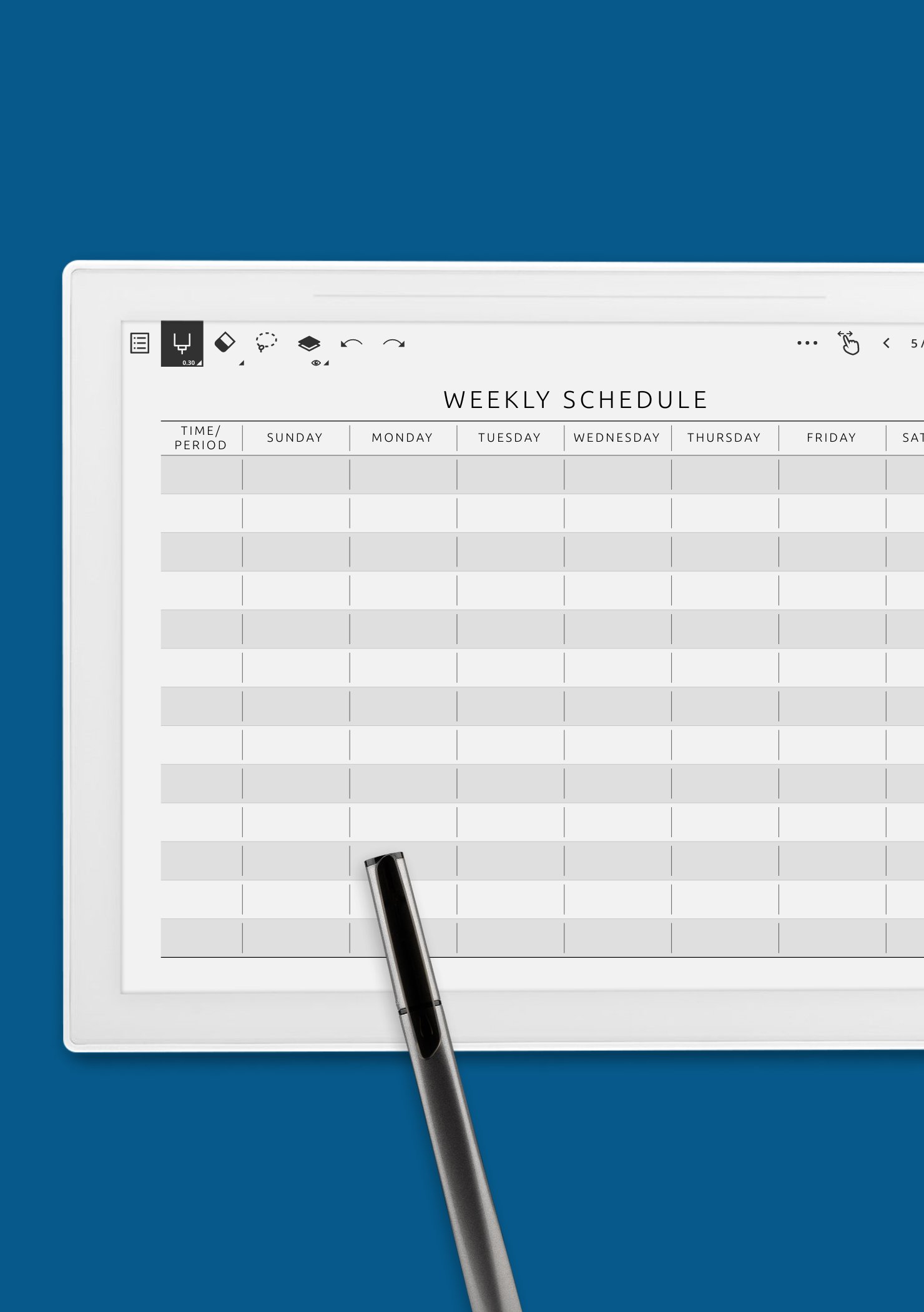 Download Printable Weekly Schedule Template - Landscape View PDF
