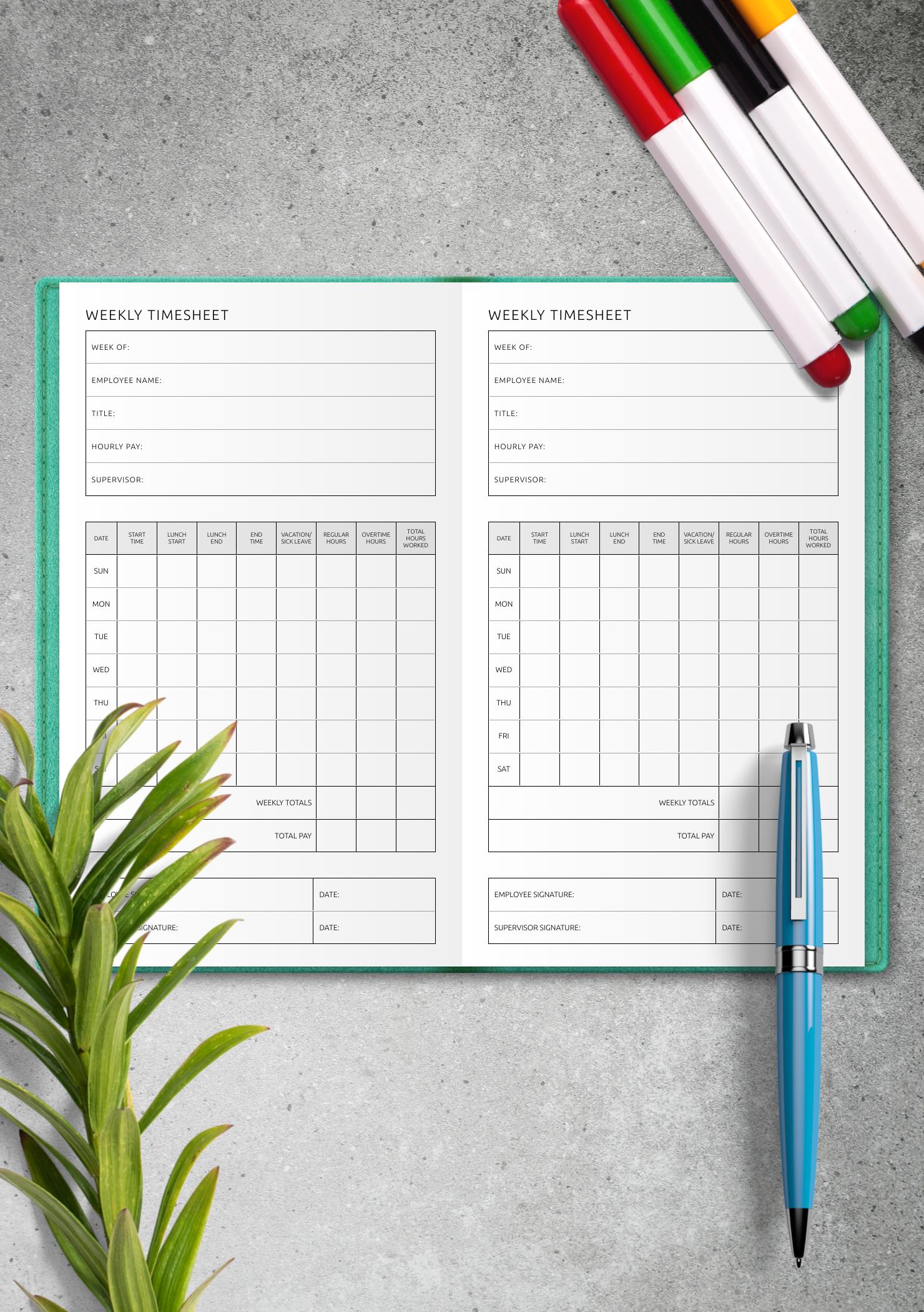 Weekly Timesheet Template – Track Work Hours & Productivity