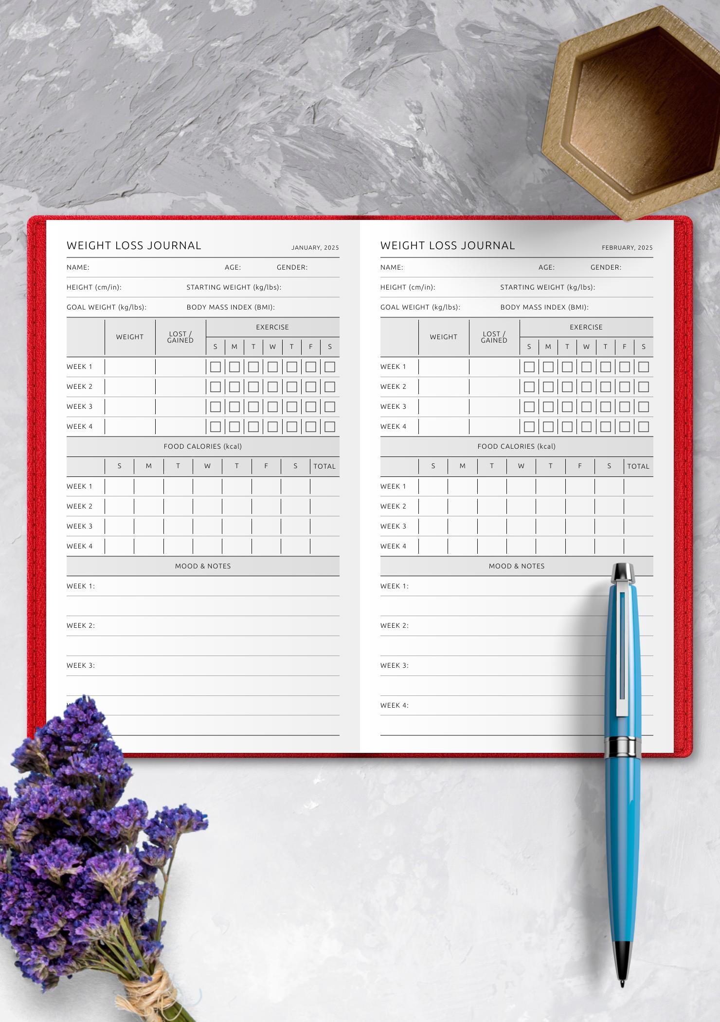 Weight Loss Journal – Track Progress & Stay Motivated Daily
