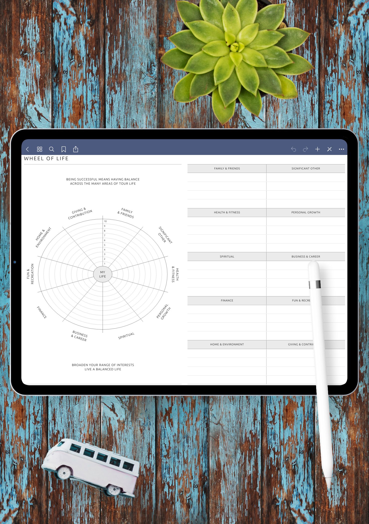 Wheel of Life Goal Tracker PDF Template for Self-Growth