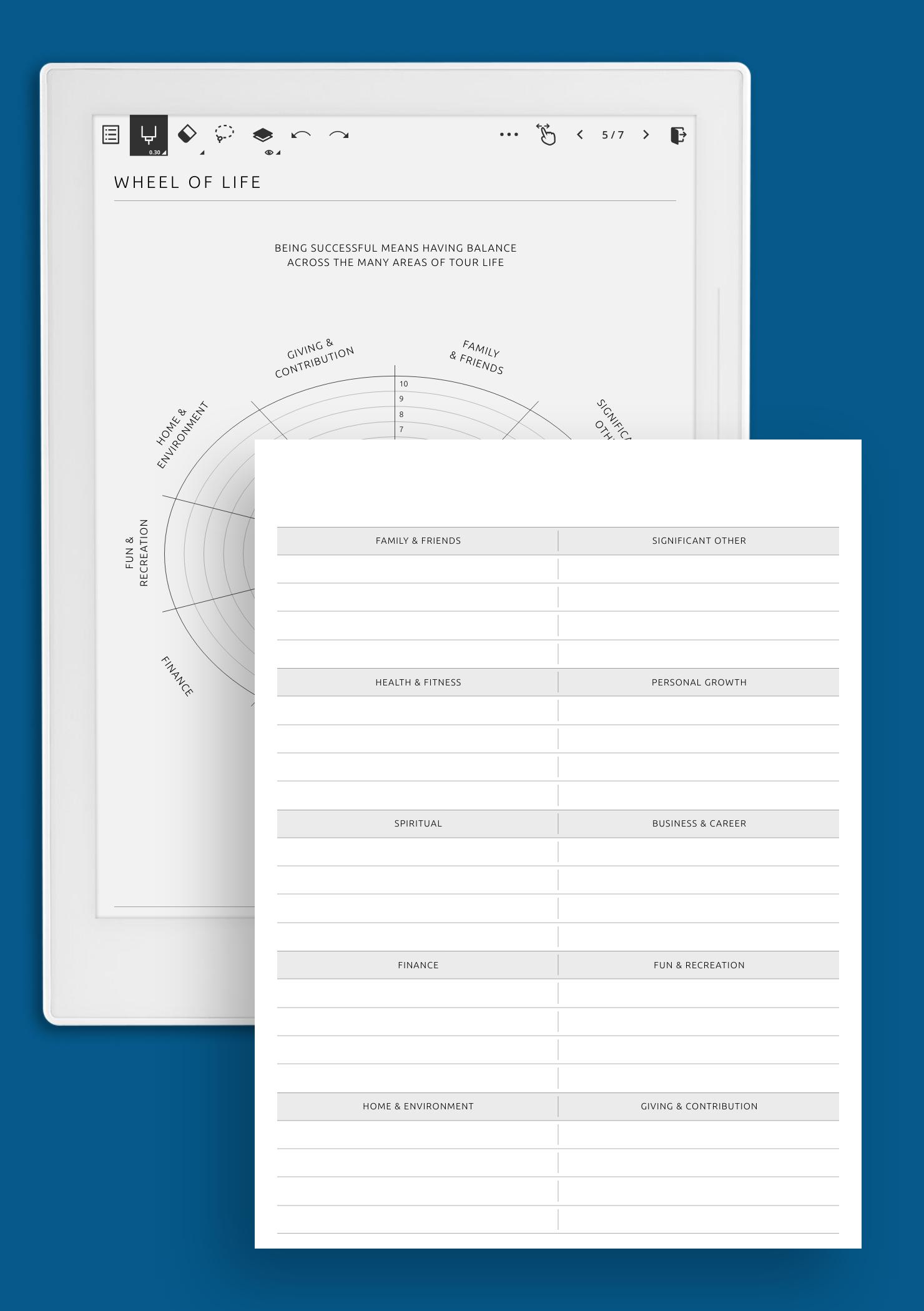 Wheel of Life Goal Tracker PDF Template for Self-Growth