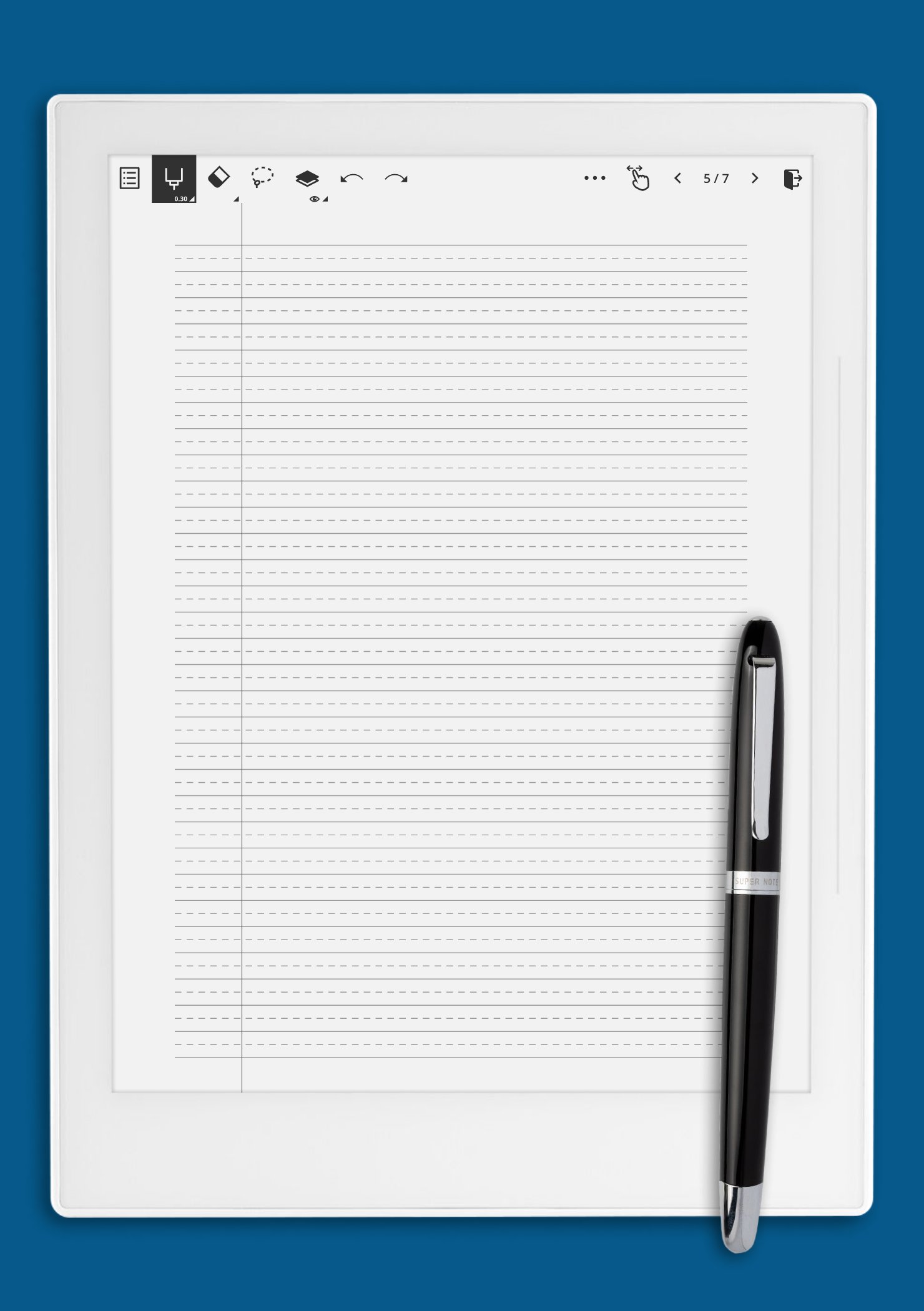 Download Printable Wide Ruled with dashed center guide line - Blue ...