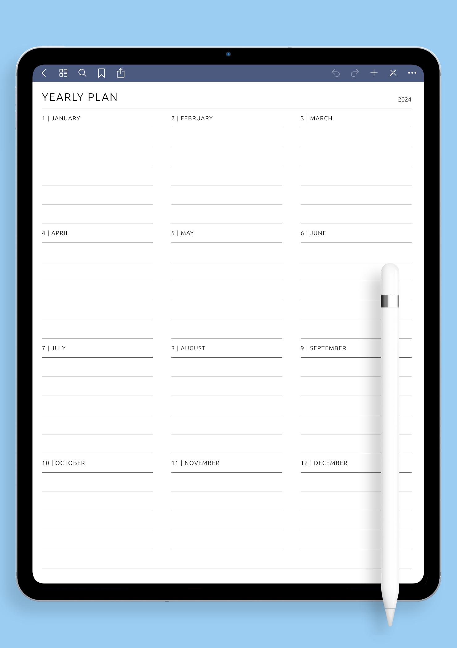 Download Printable Yearly Plan Template PDF