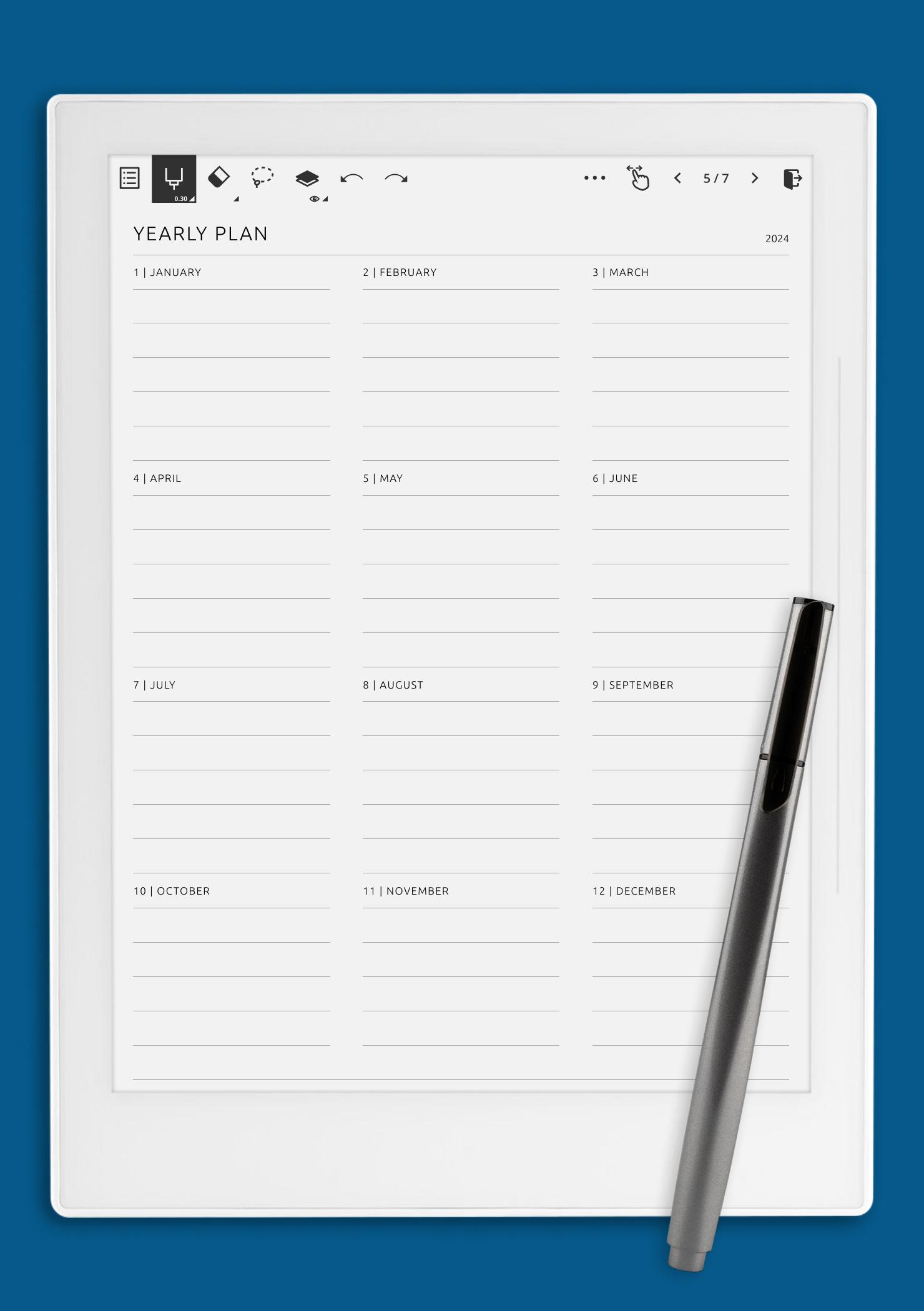 Download Printable Yearly Plan Template PDF