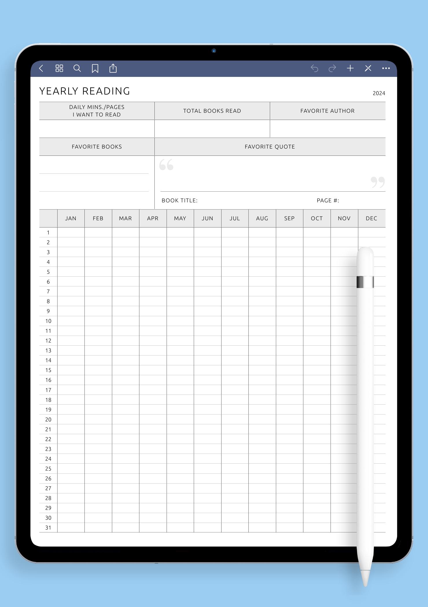 Download Printable Yearly Reading PDF