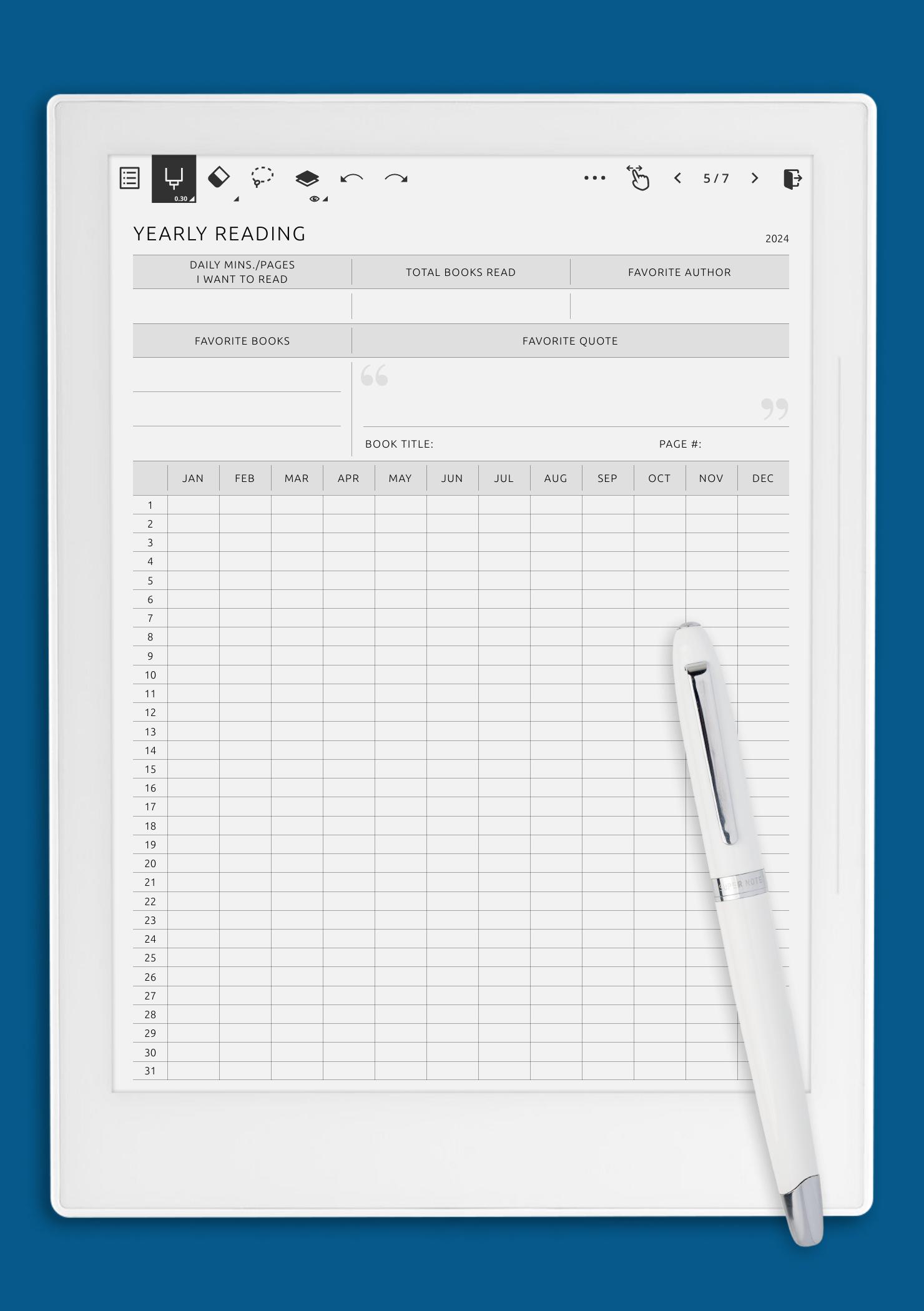 Download Printable Yearly Reading PDF