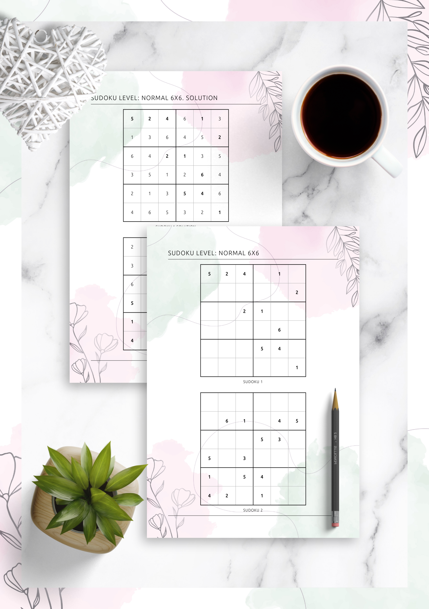 Download Printable 6x6 Medium Sudoku - Vertical (4 On Page) PDF