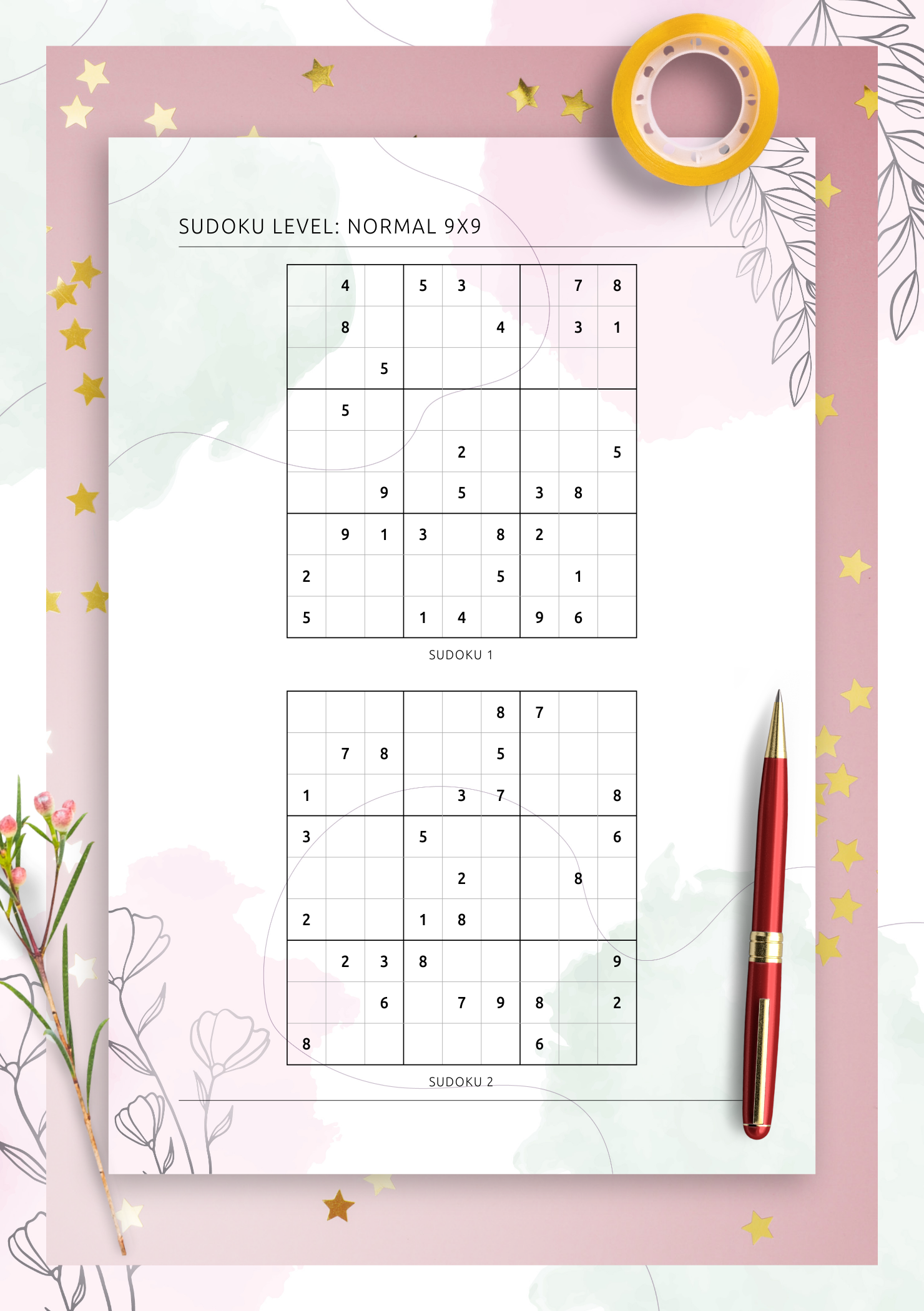 Download Printable 9x9 Medium Sudoku – Vertical (2 On Page) PDF