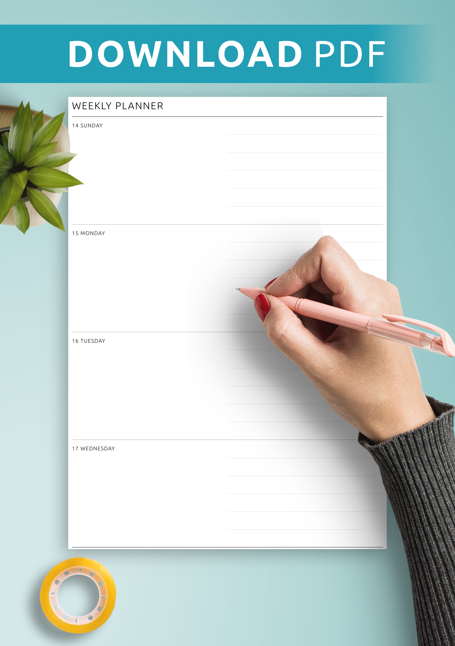 2-Page Weekly Horizontal Planner: Get Printable or Digital PDF for ...