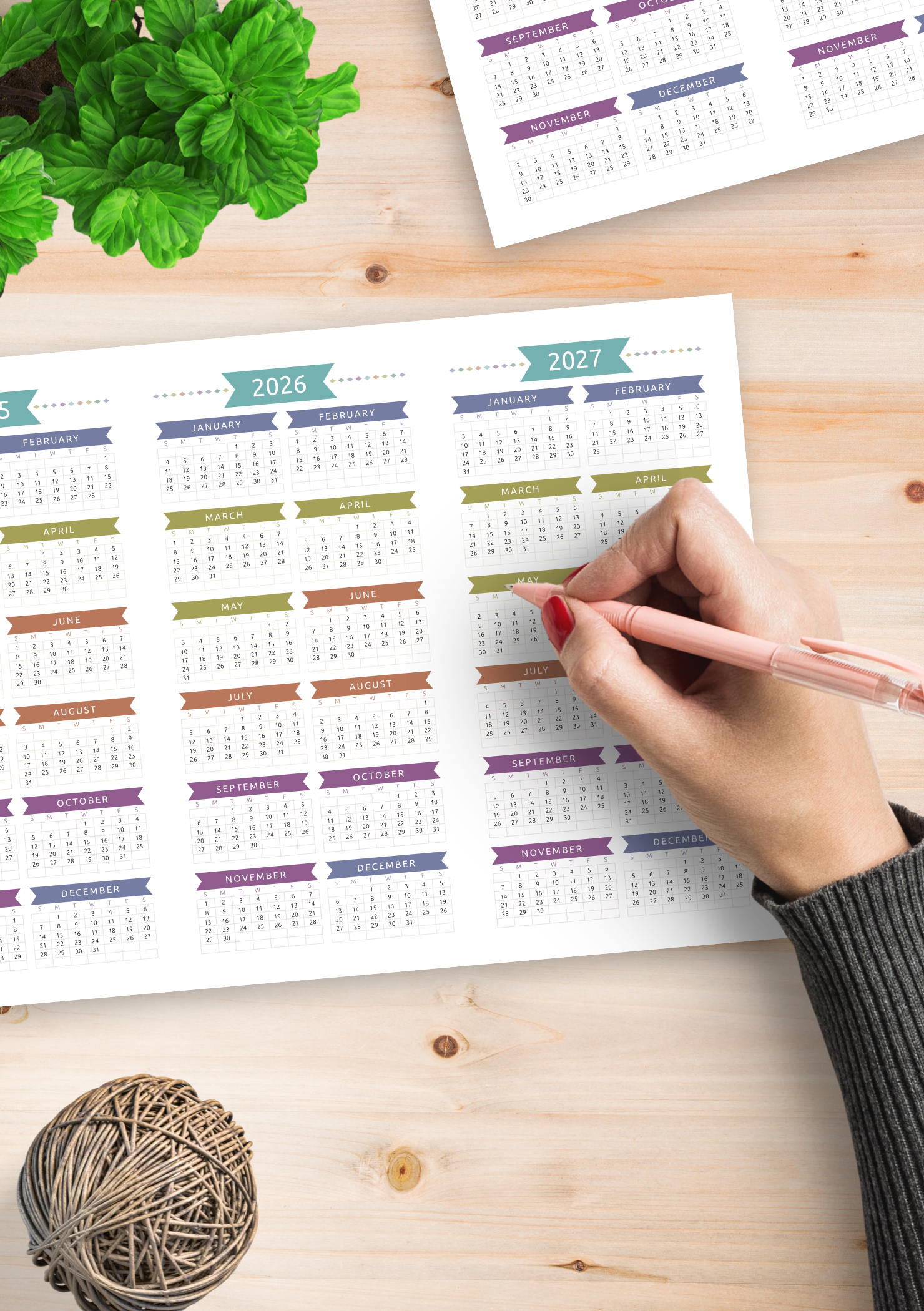 Download Printable 3-year Calendar Template - Casual Style - Landscape ...
