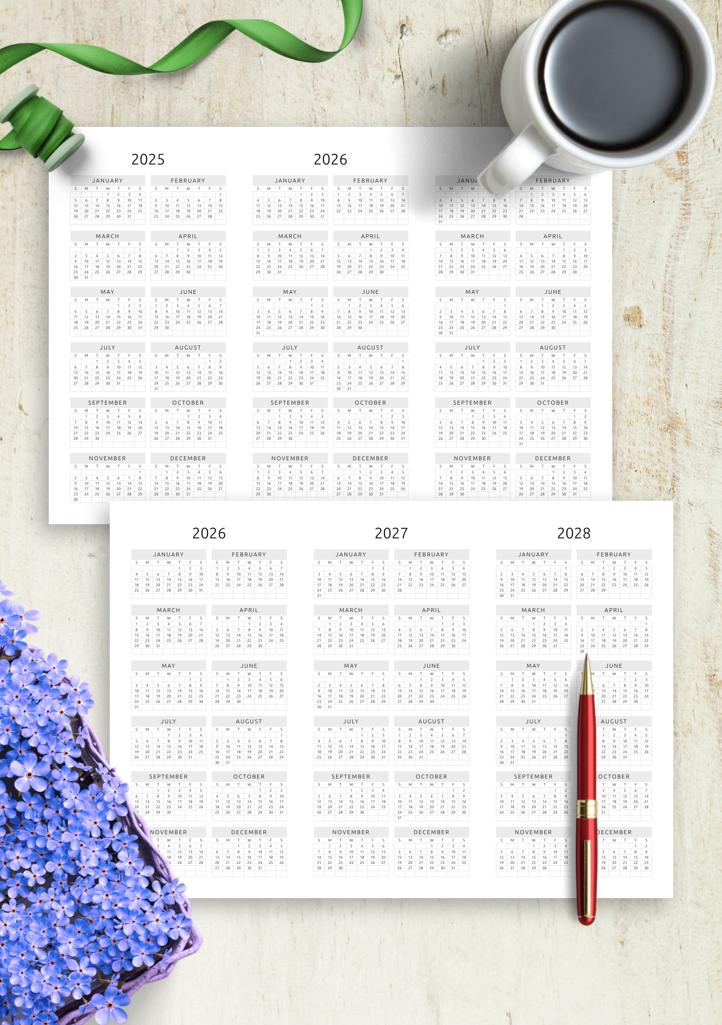 Download Printable 3-year Calendar Template - Original Style ...