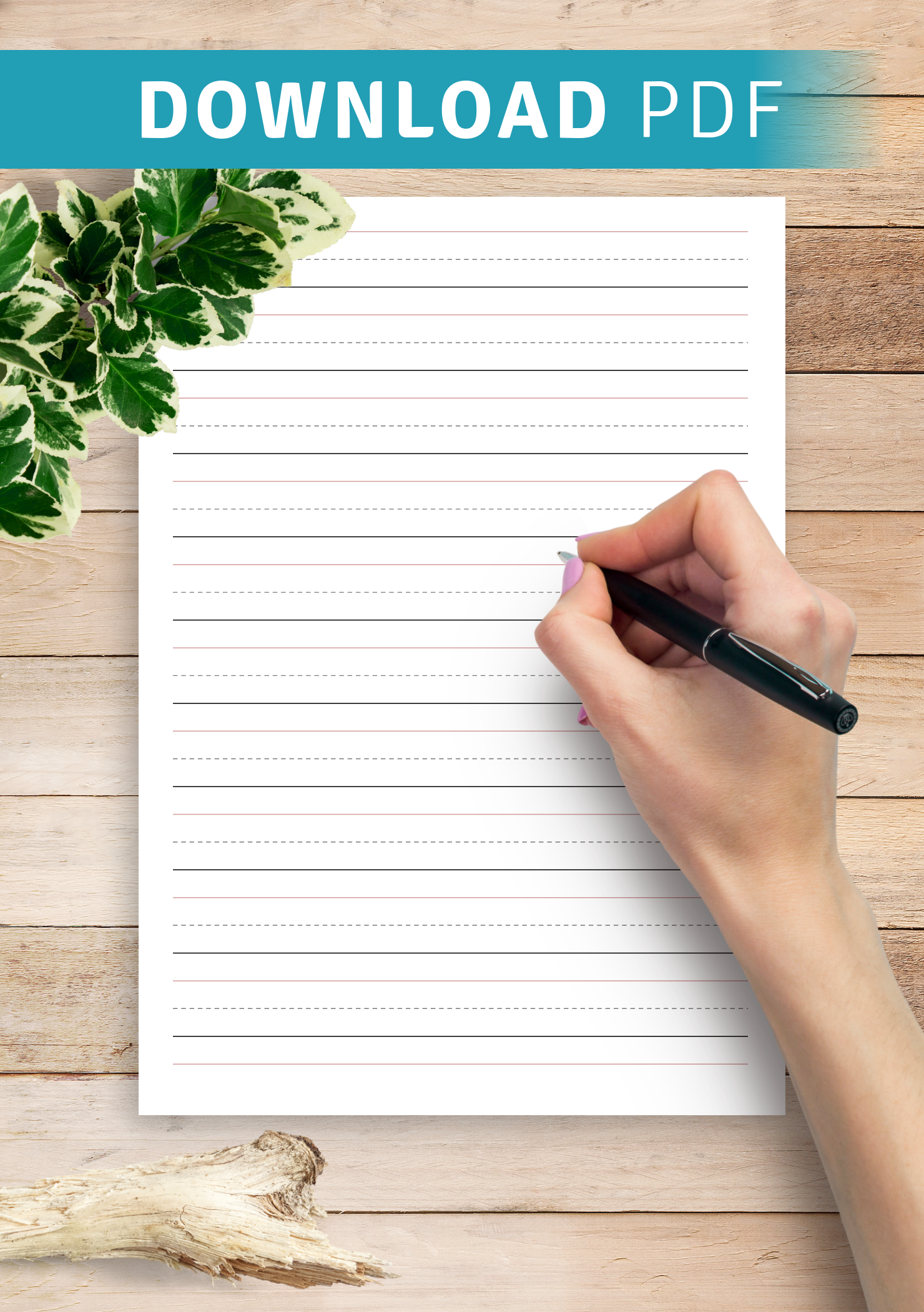 Download Printable 3/4 inch Rule Handwriting Paper PDF