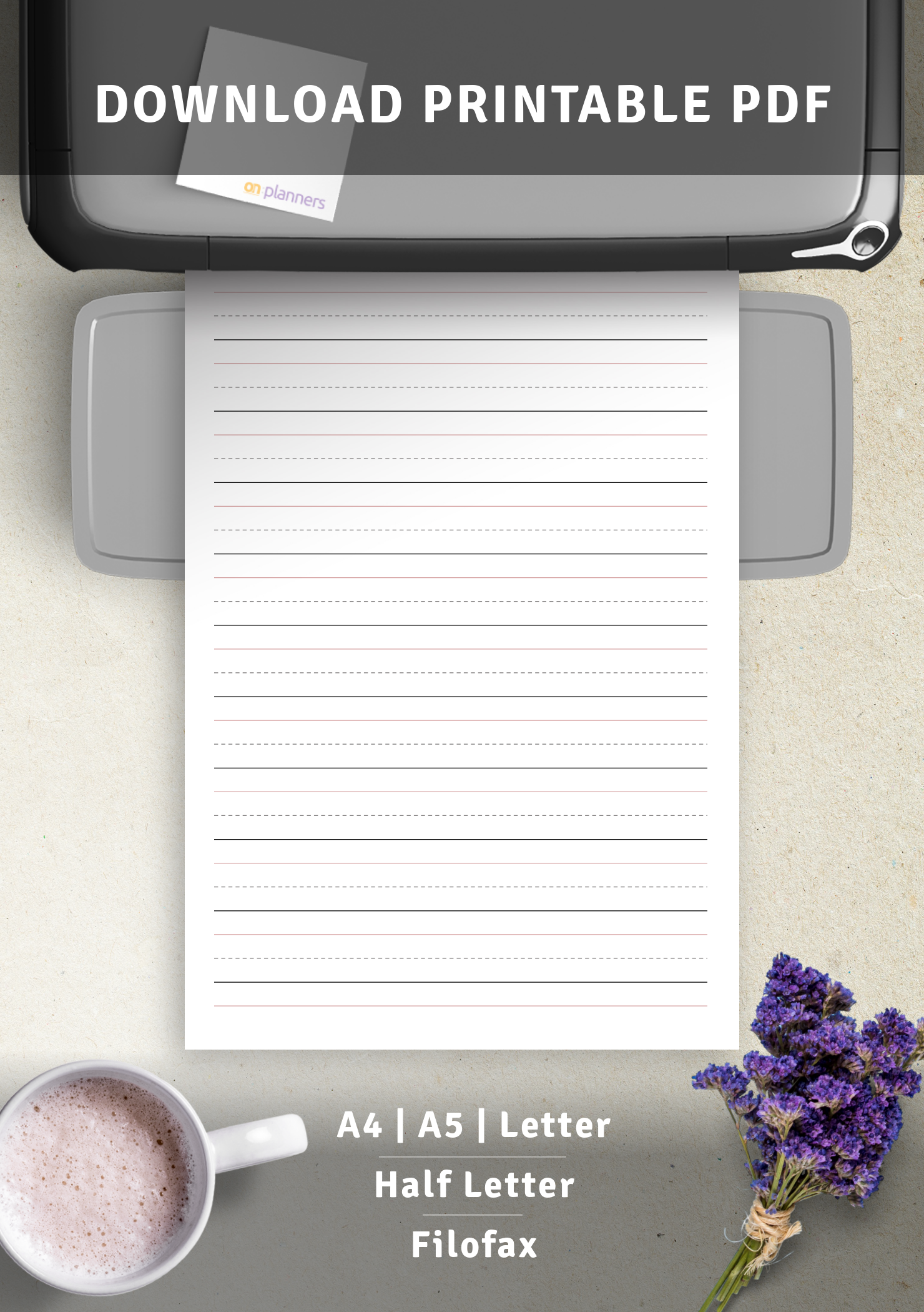 Download Printable 3/4 inch Rule Handwriting Paper PDF