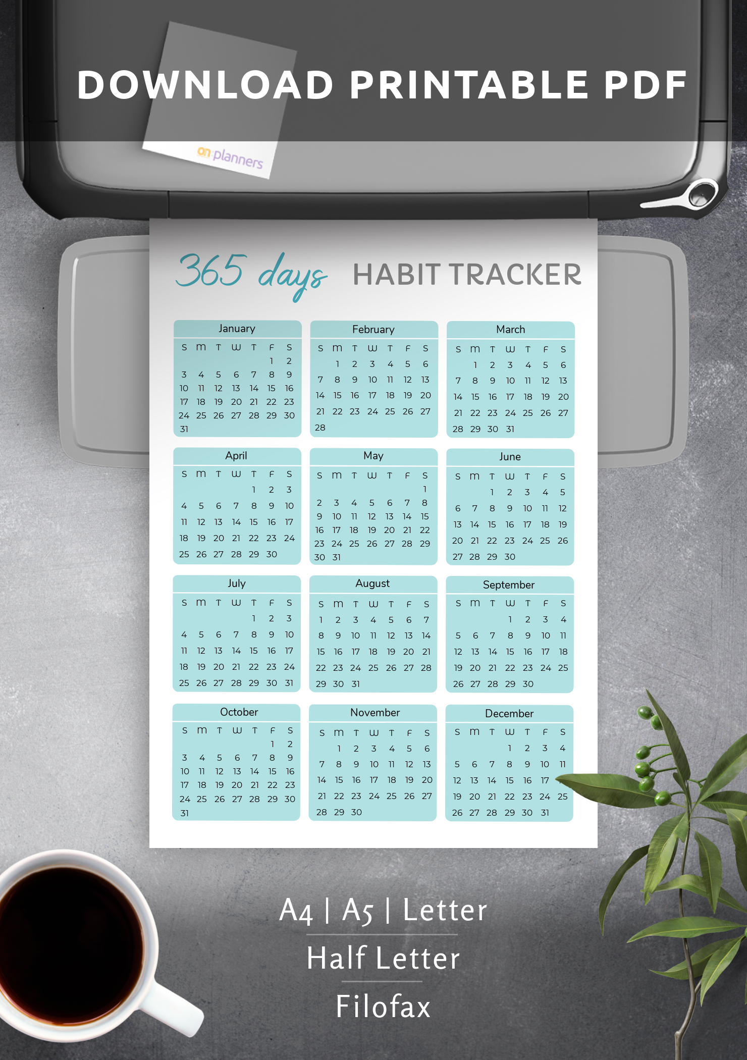 Download Printable 365 Days Habit Tracker Template PDF