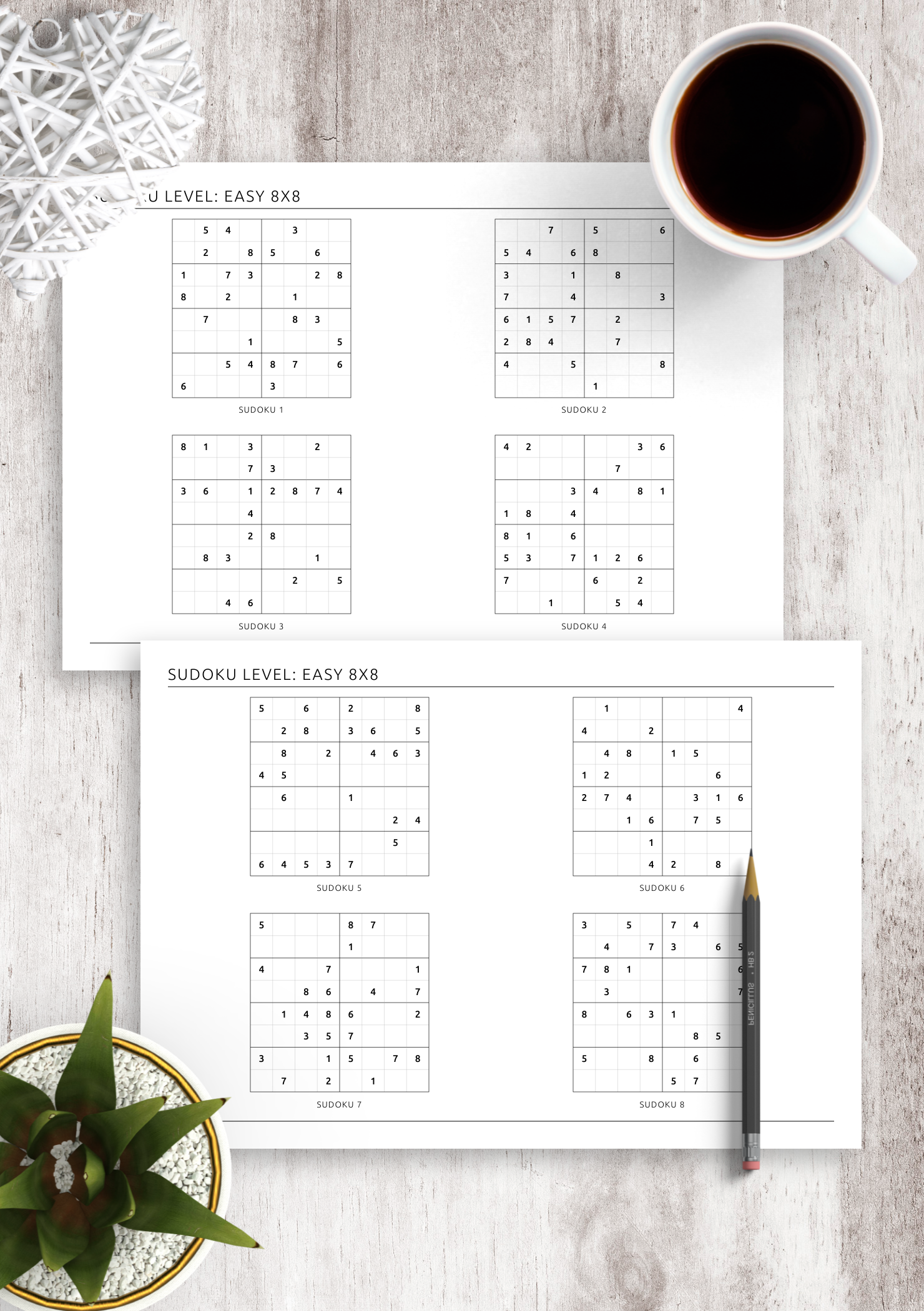 Download Printable 8x8 Easy Sudoku – Horizontal (4 On Page) PDF
