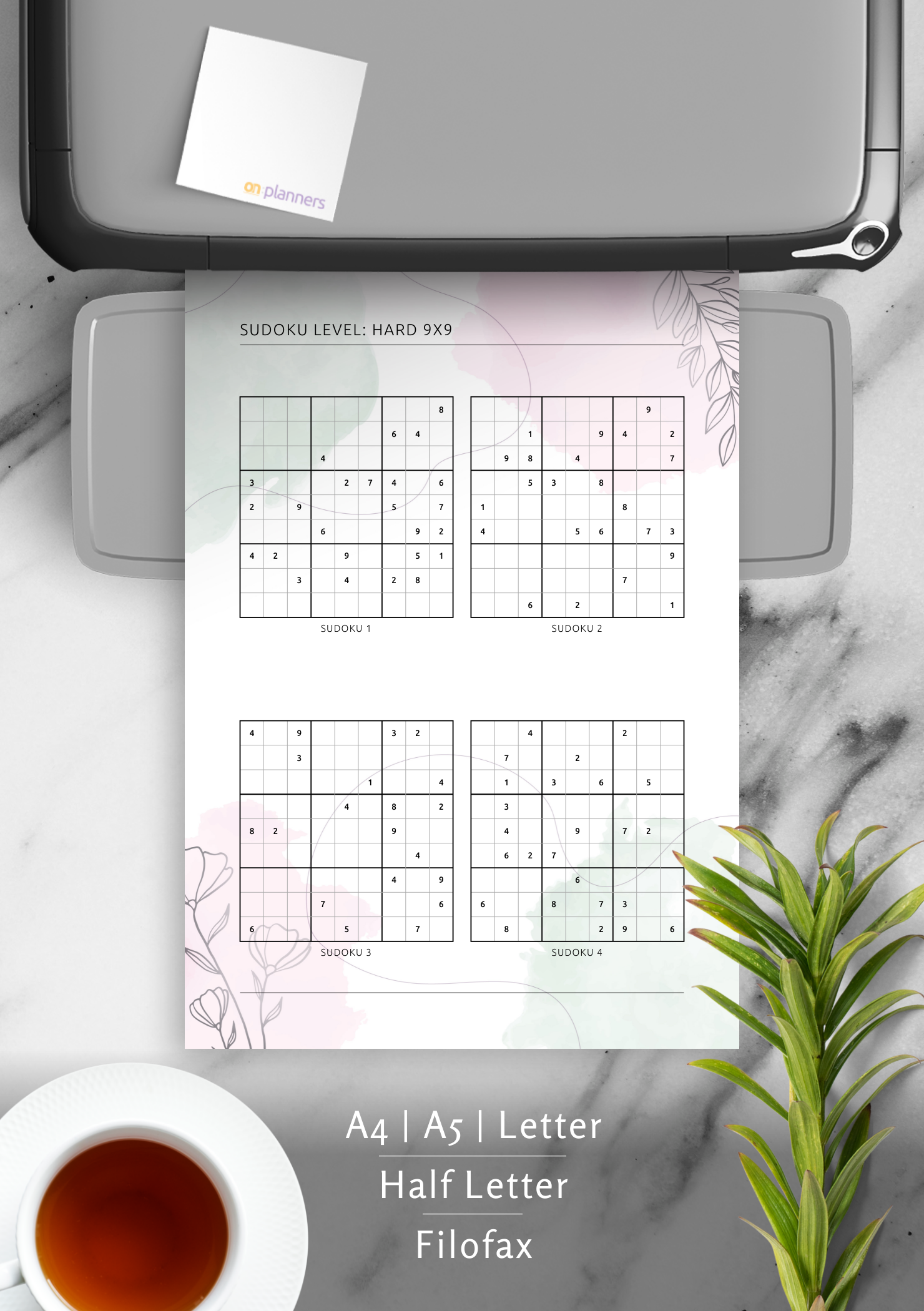 Download Printable 9x9 Hard Sudoku – Vertical (4 On Page) PDF