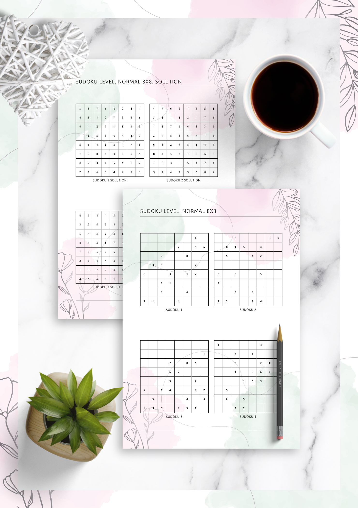 Download Printable 8x8 Medium Sudoku – Vertical (4 On Page) PDF
