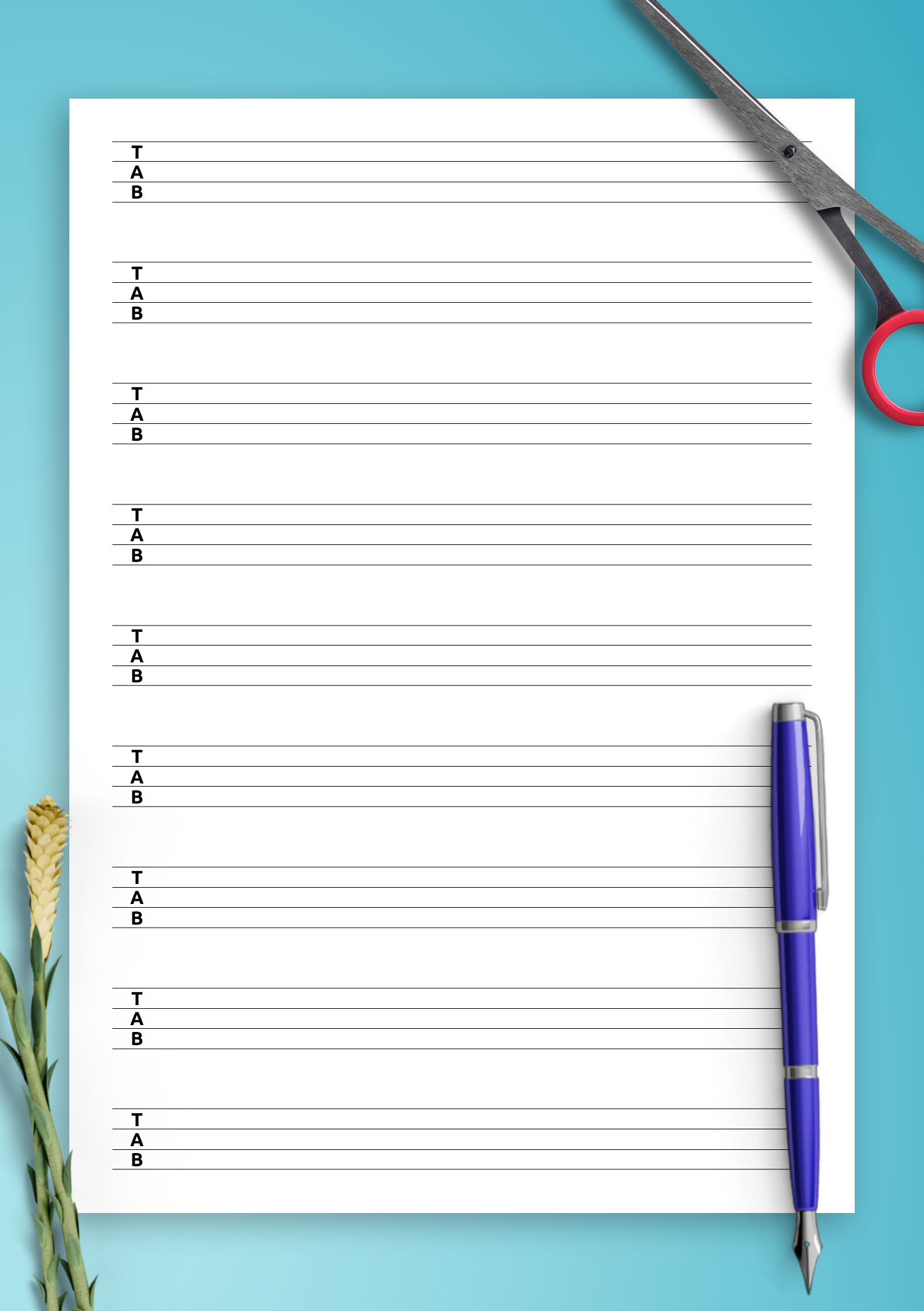 Download 4-String TAB Paper – Printable Tablature Sheet PDF