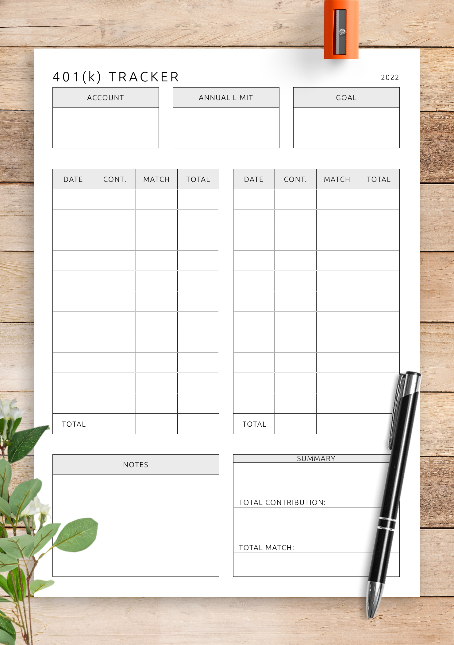 Download Printable 401 K Retirement Plan Template PDF