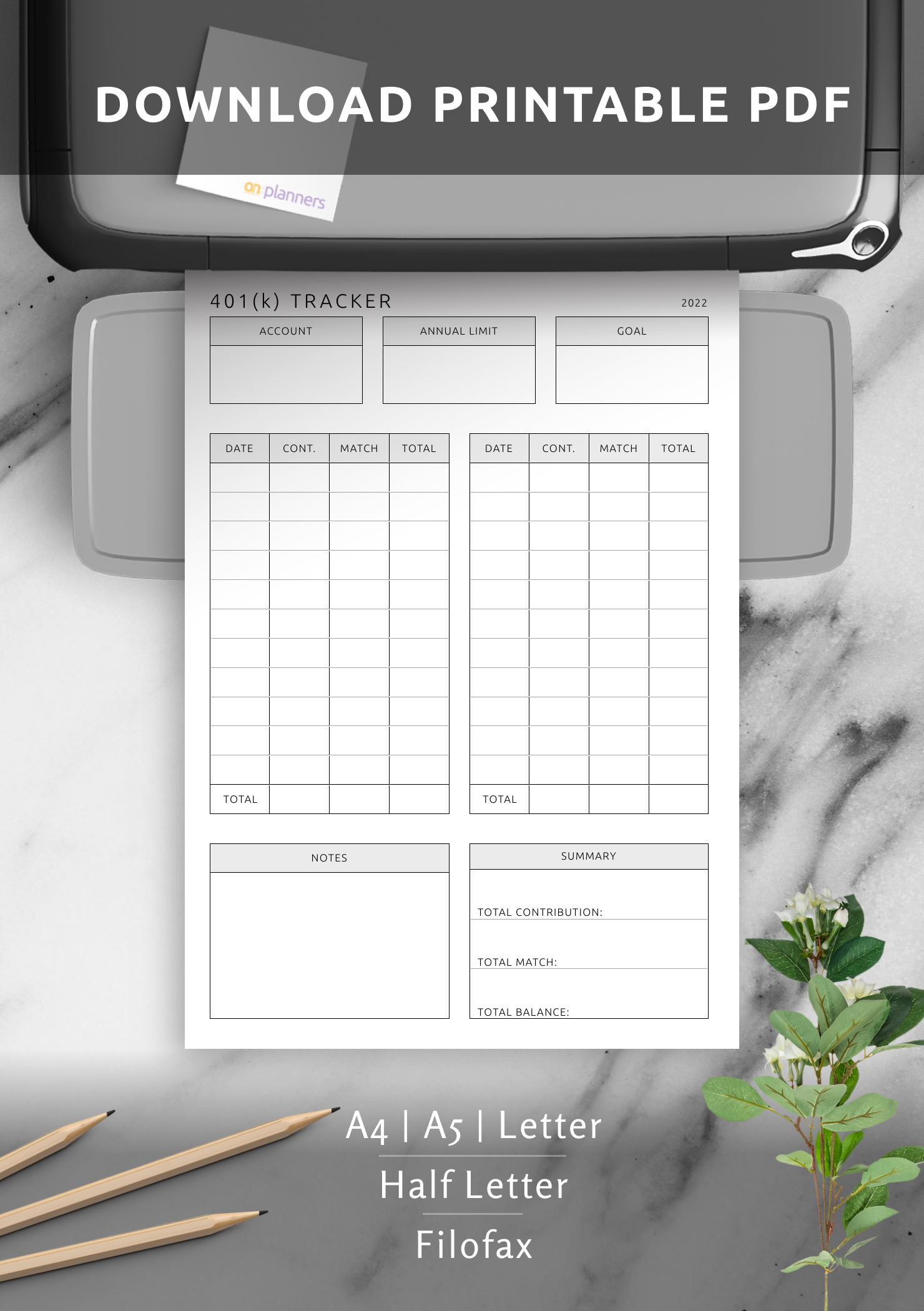 Download Printable 401 K Retirement Plan Template PDF