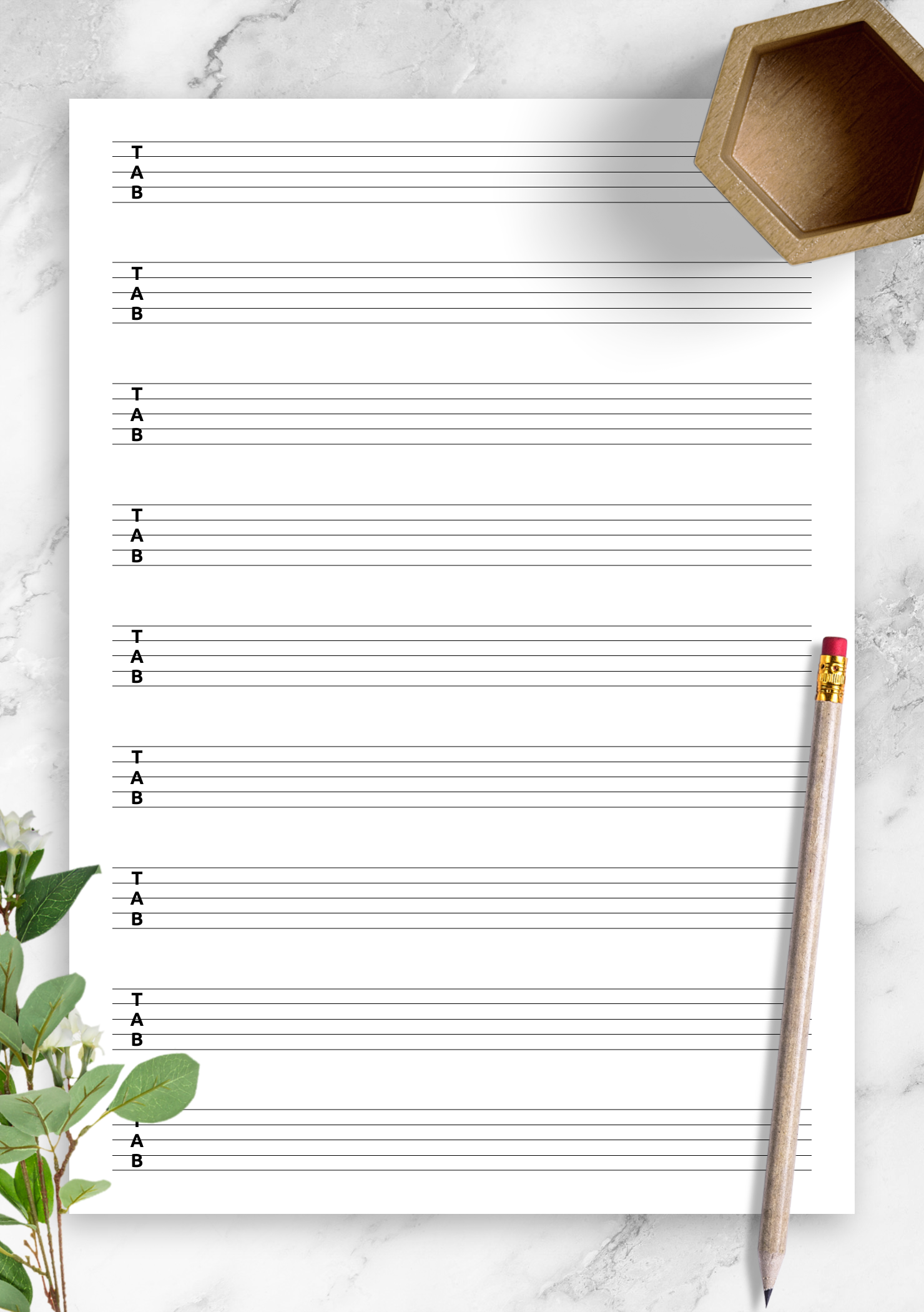 Download 5-String TAB Paper – Printable Tablature Sheet PDF