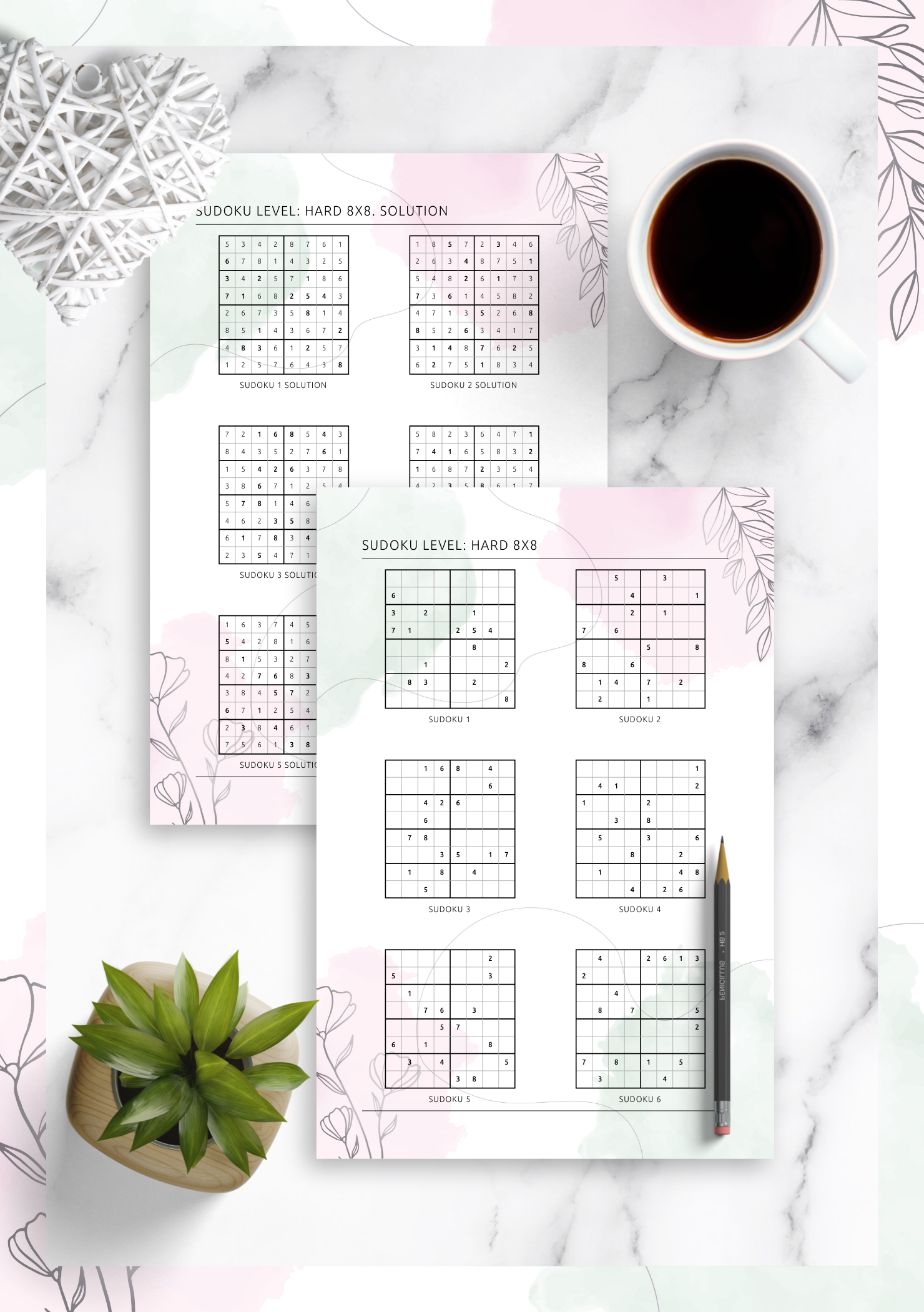 Download Printable 8x8 Hard Sudoku – Vertical (6 On Page) PDF