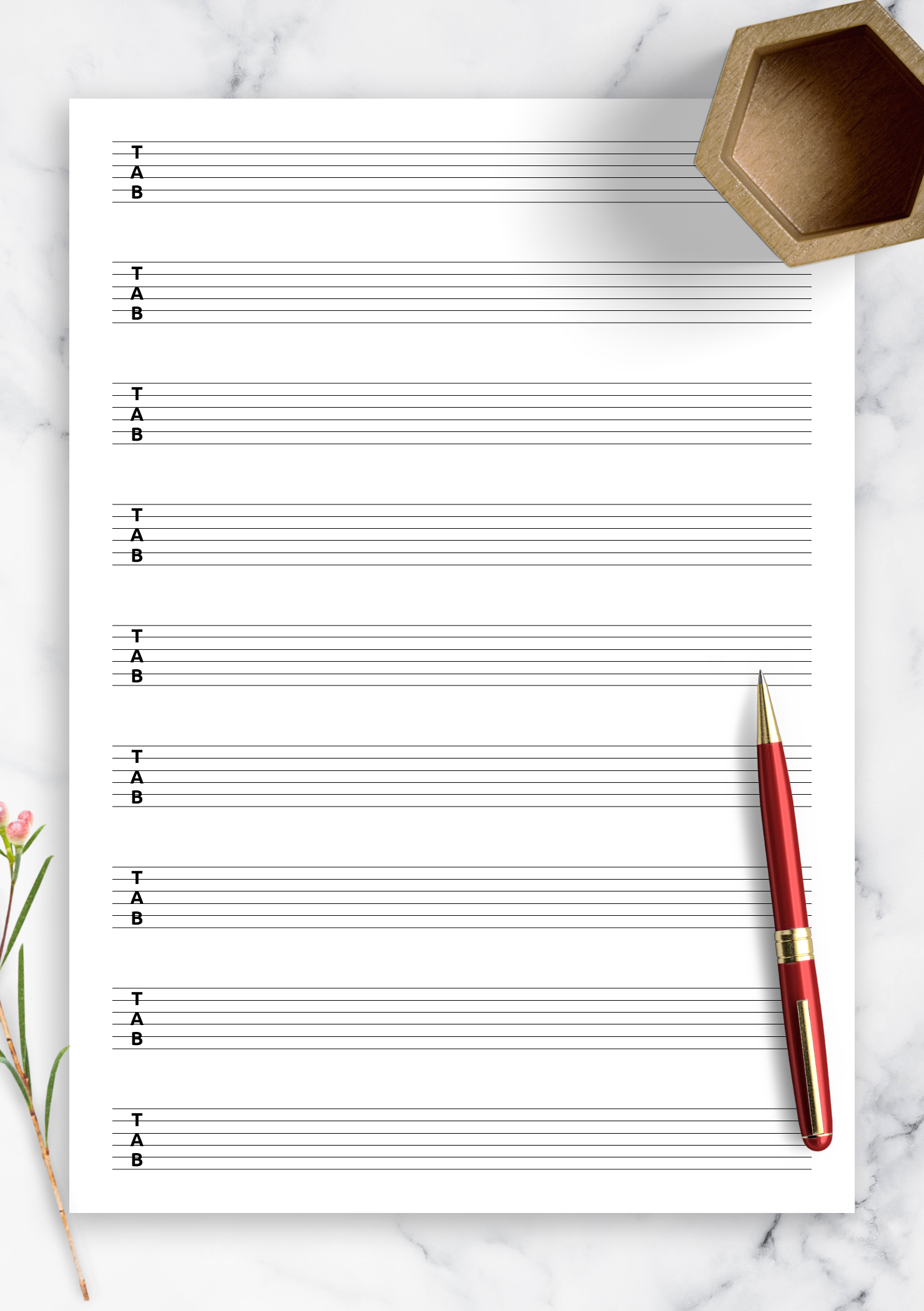 Download 6-String Guitar TAB Paper – Printable Tablature Sheet PDF